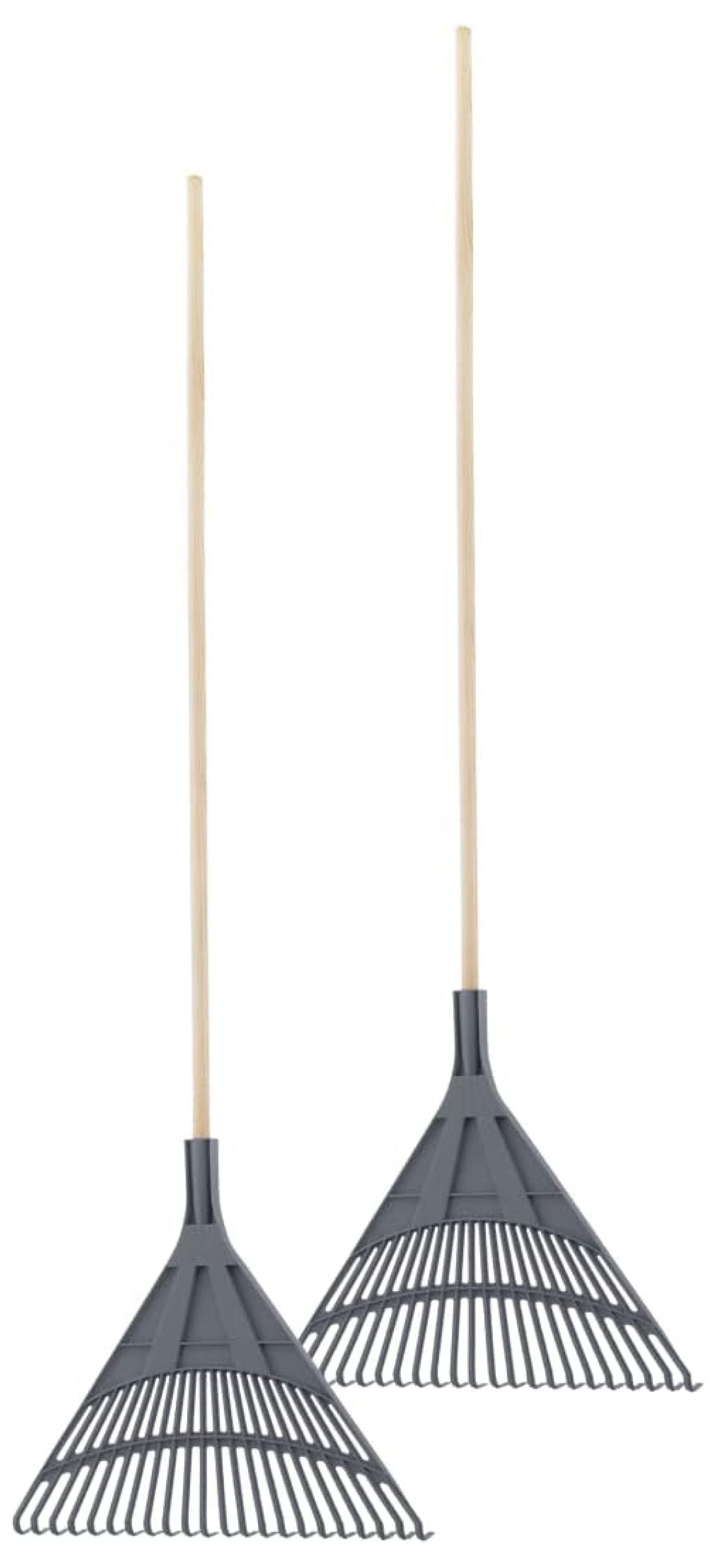 Adult Rake with Hardwood Handle, Durable Plastic Head to Sweep Leaves ...