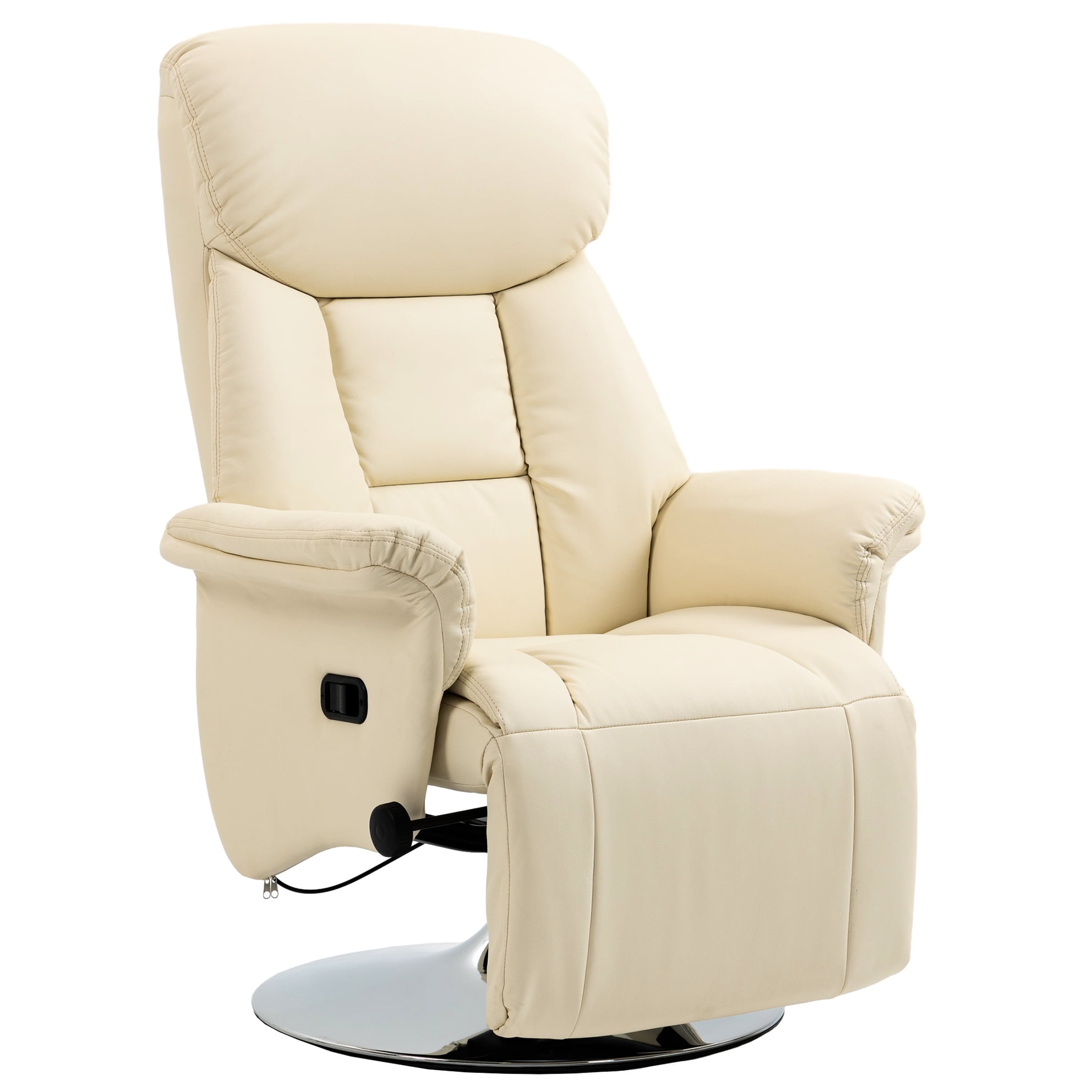 Adult Recliner Chair In Cream White - Adjustable, 130° Lean Pu Leather ...