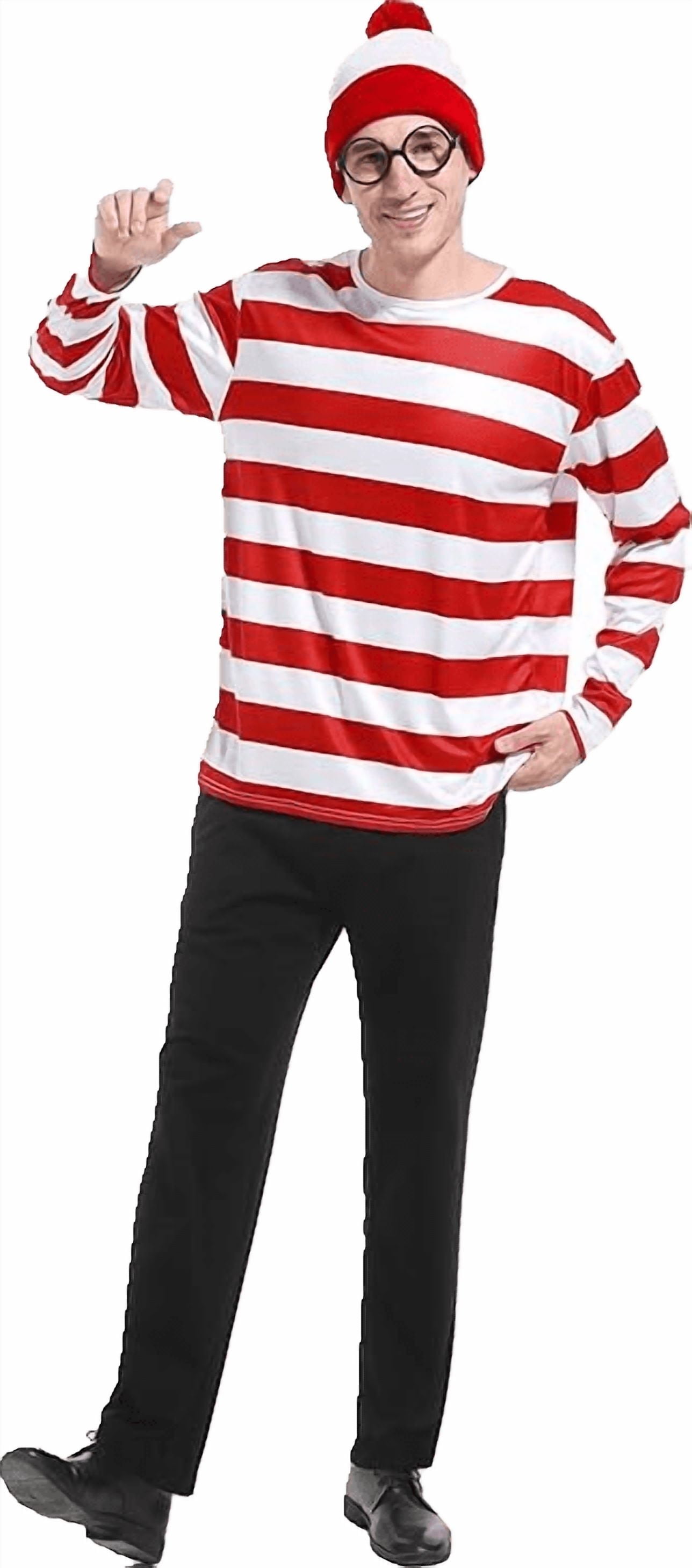 Adult Red and White Striped Shirt Outfit Halloween Cosplay Costume ...