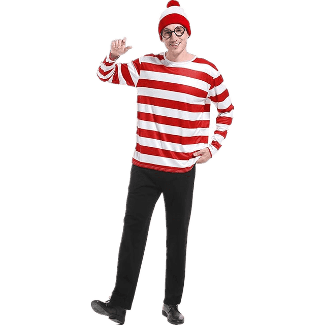Adult Red and White Striped Shirt Outfit Halloween Cosplay Costume ...