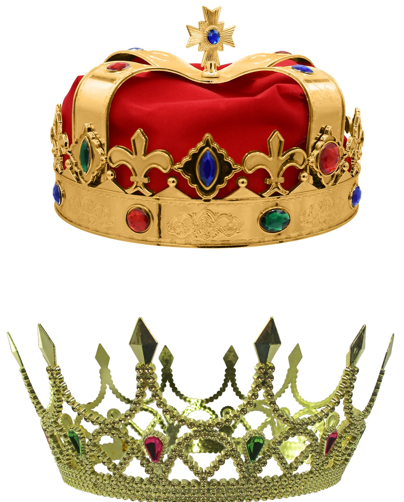 Adult Royal King And Queen Crowns Queen Regal Jeweled Gold Crowns Hat ...