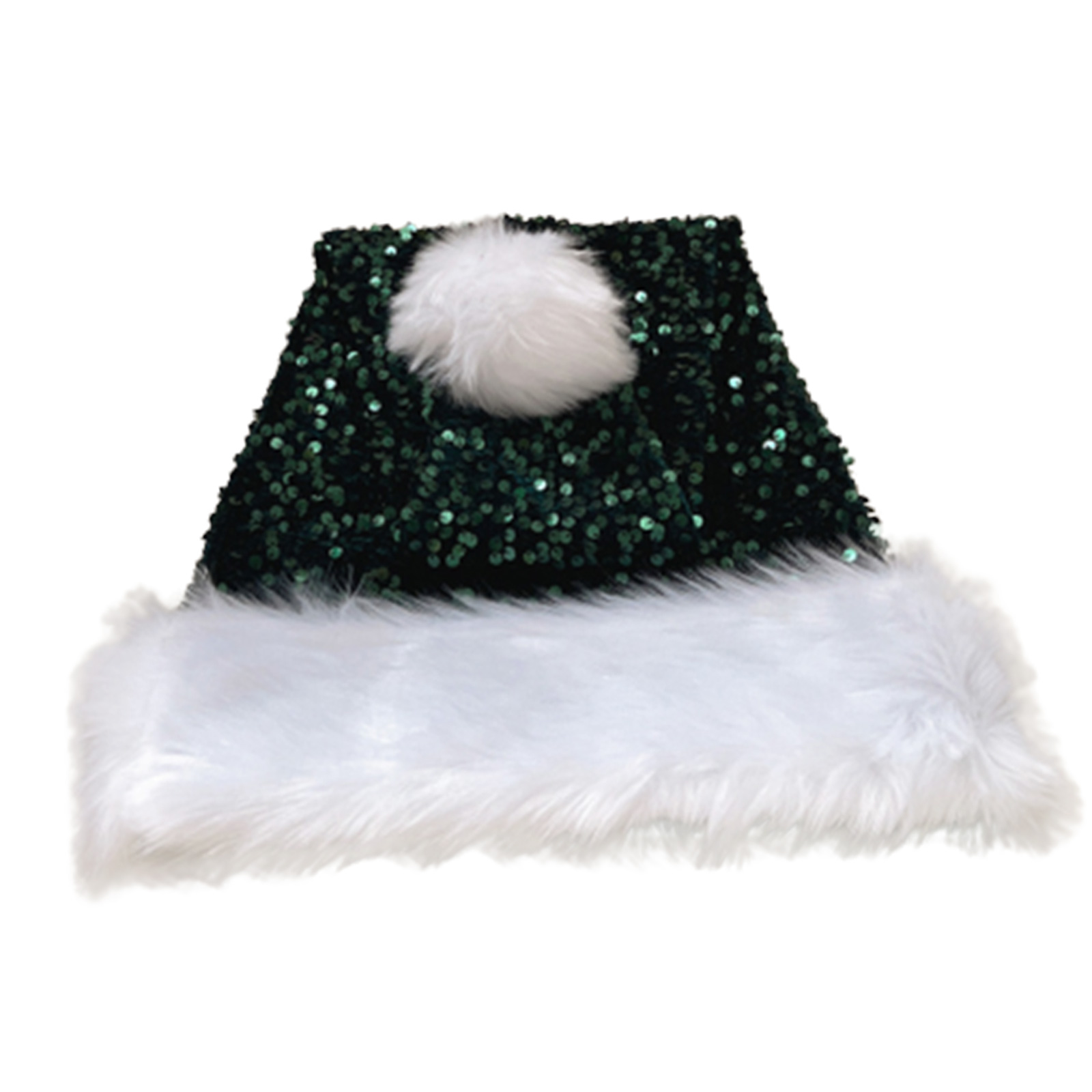 Adult Santa Hat with Sequins Thicken Plush for Holiday Comfort Liner ...
