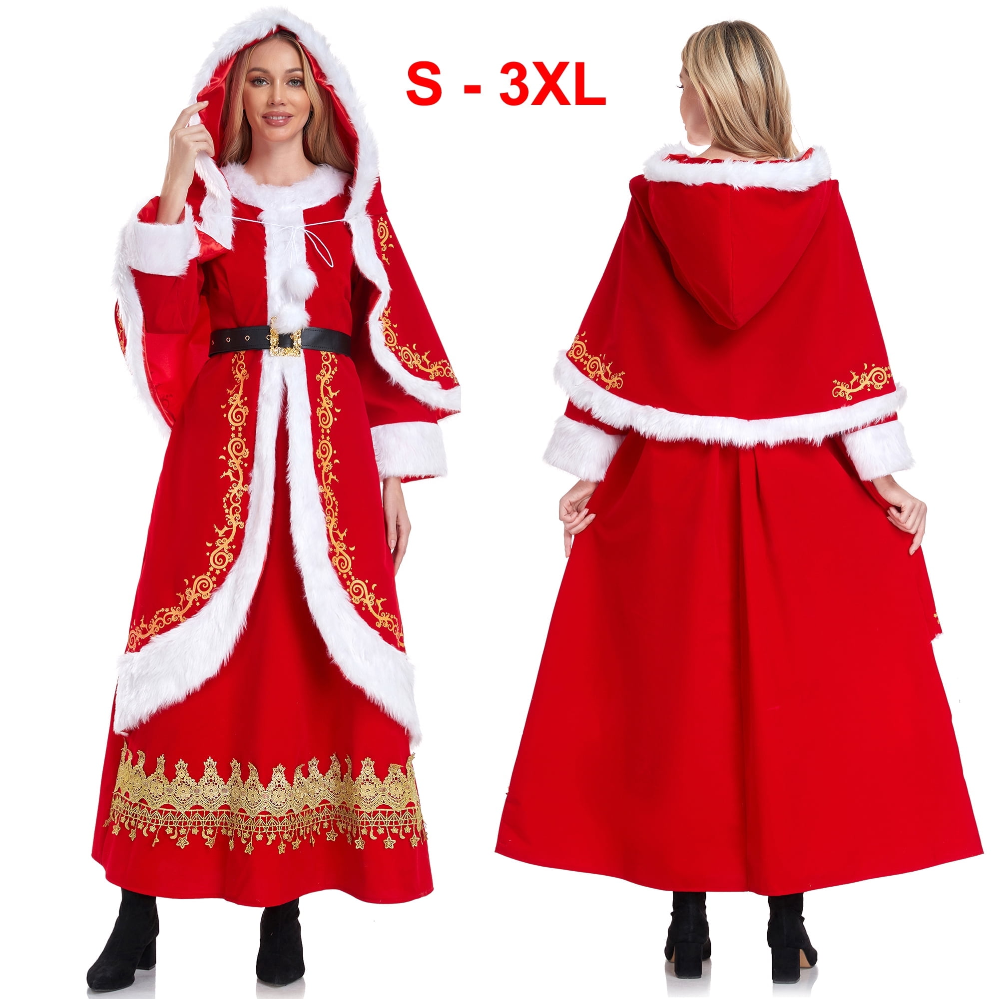 Adult Santa Mrs Claus Costume Christmas Santa Cosplay Outfit for Women ...
