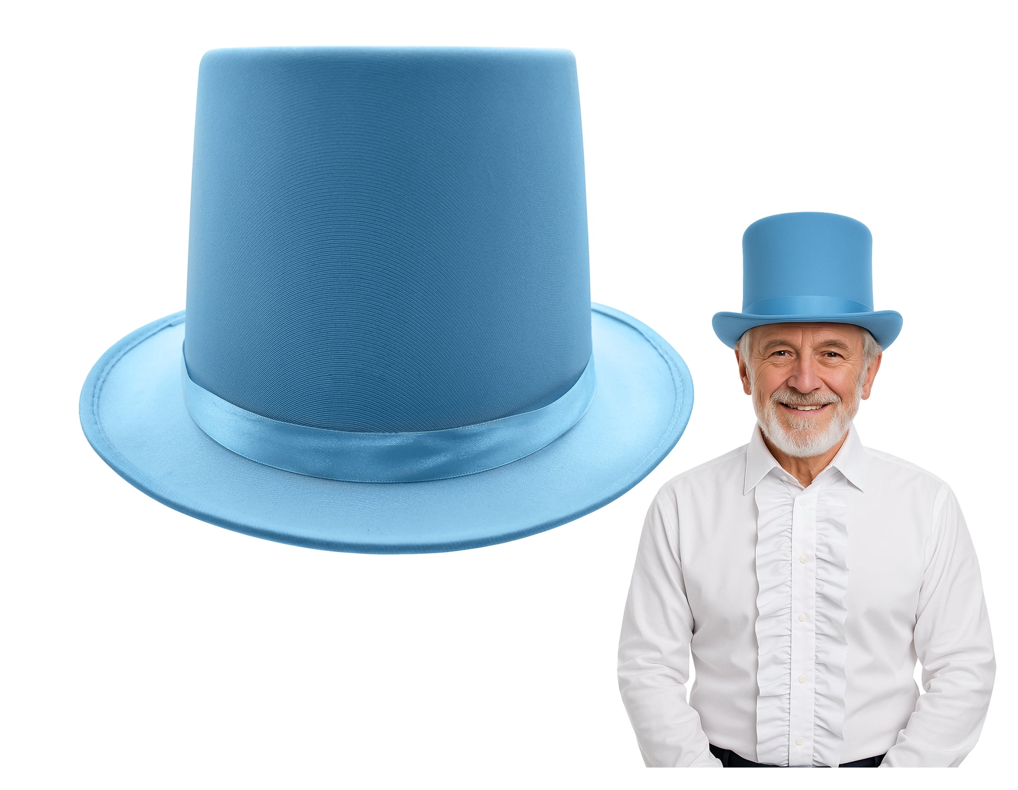 Nicky Bigs Novelties Adult Tall Large Baby Light Blue Satin Top Hat ...