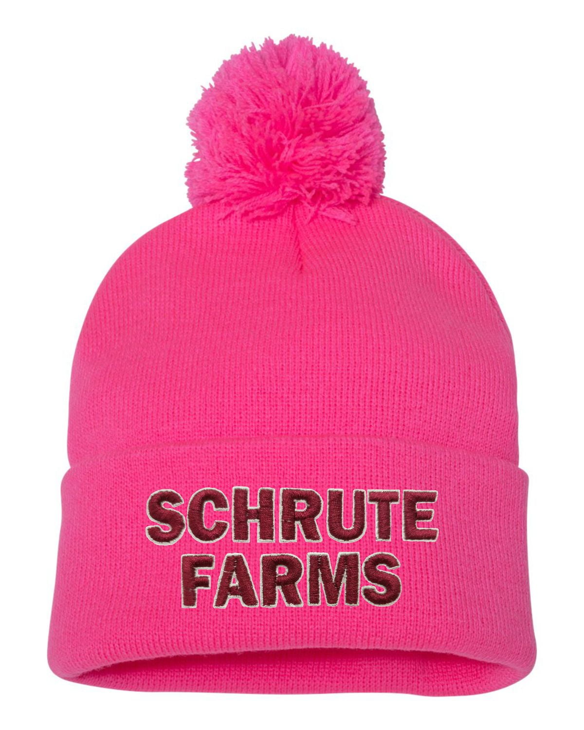Adult Schrute Farms Embroidered Knit Beanie Pom Cap - Walmart.com