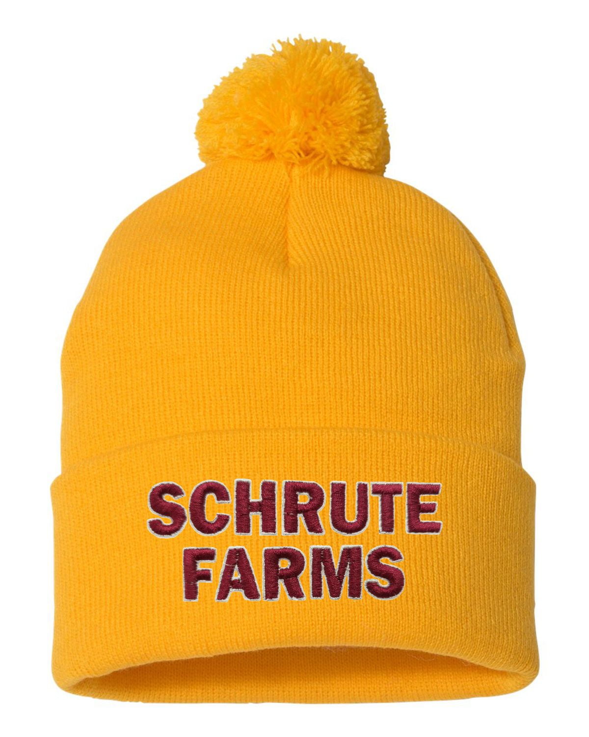 Adult Schrute Farms Embroidered Knit Beanie Pom Cap - Walmart.com