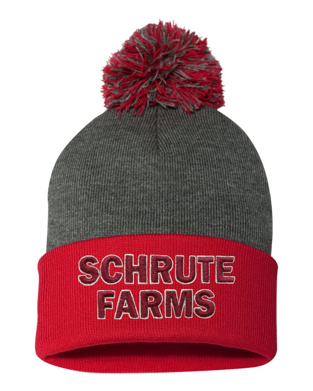 Adult Schrute Farms Embroidered Knit Beanie Pom Cap - Walmart.com