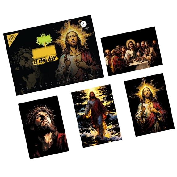 Adult Scratch Craft Set Includes 4 Portraits Sheet for Religious ...