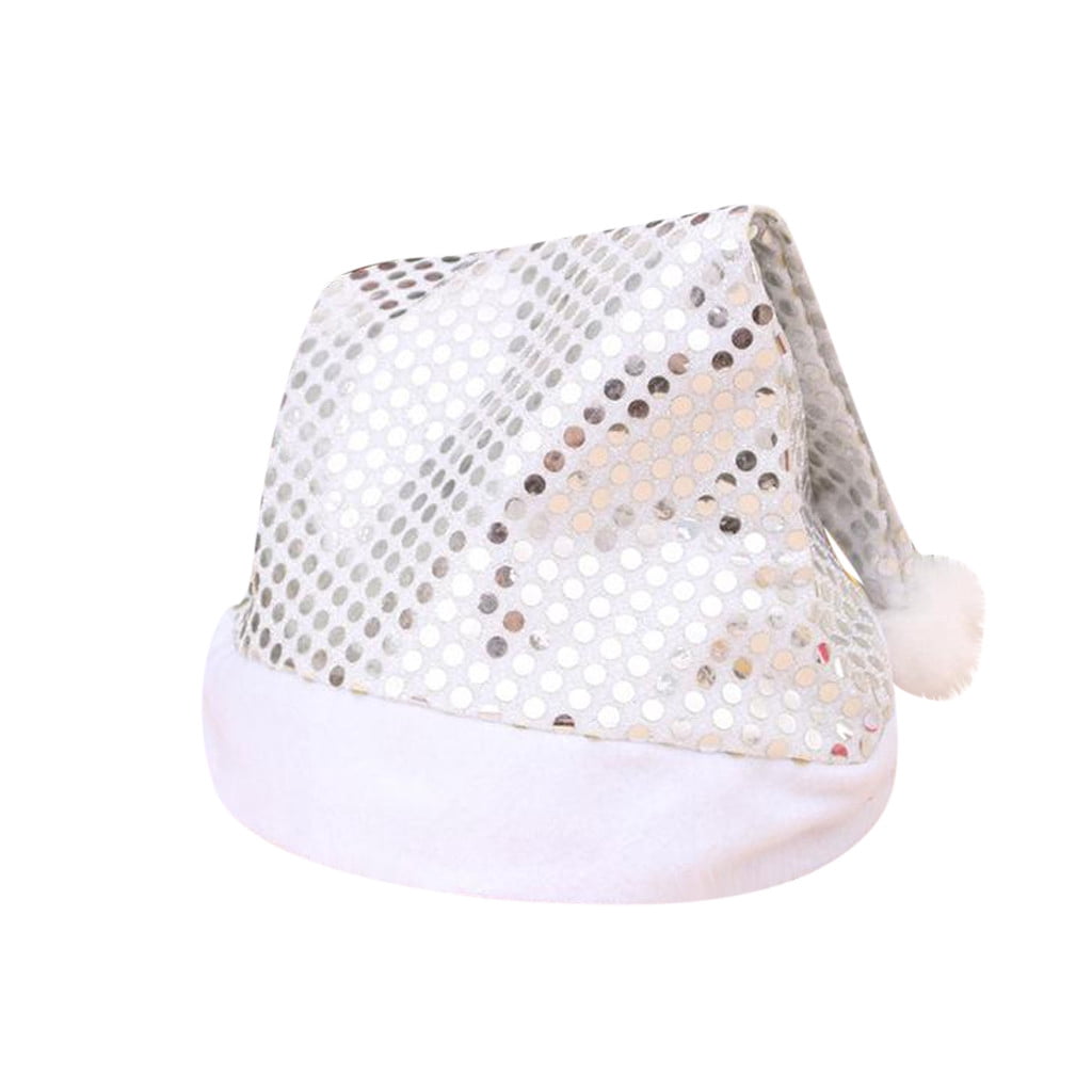 Adult Sequin Santa Hat Knitted-Knitted Beanie Glittery Sparkly Santa ...