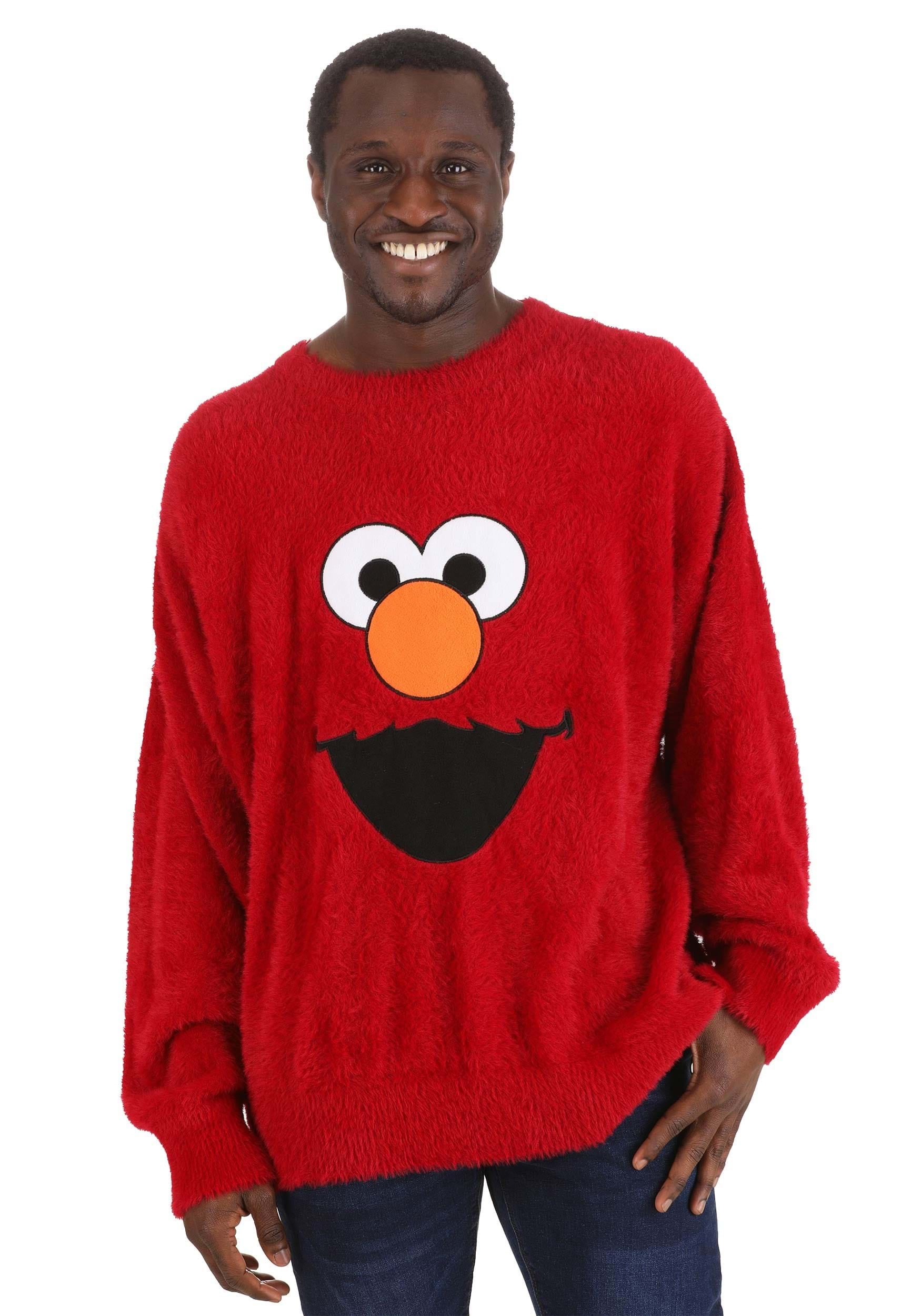 Adult Sesame Streets Fuzzy Elmo Oversized Sweater - Walmart.com