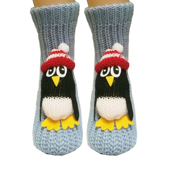 Adult Size Cartoon House Socks Slip Resistant Bottom Extra Warmth For ...