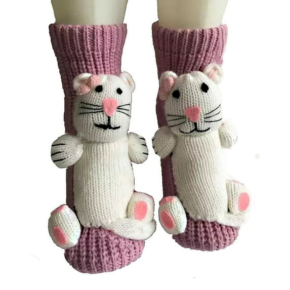 Adult Size Cartoon House Socks Slip Resistant Bottom Extra Warmth For ...