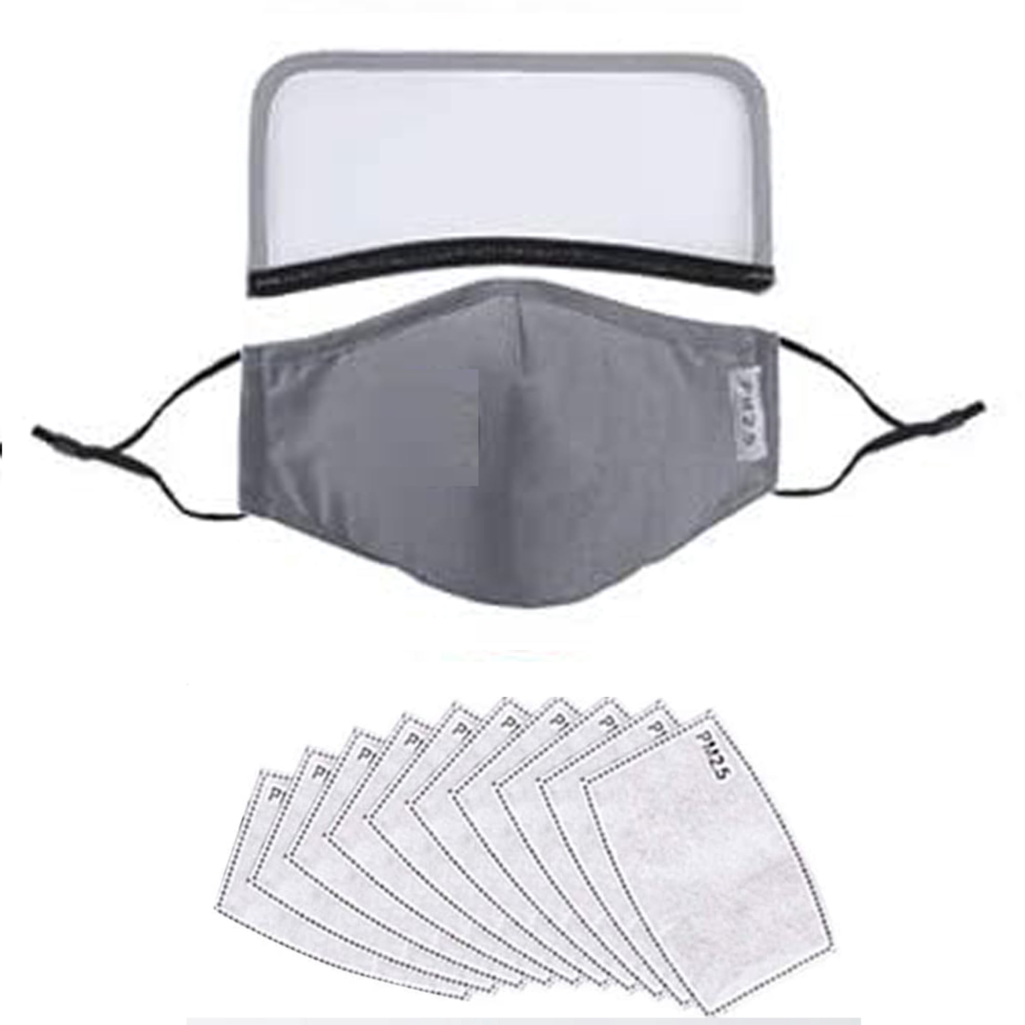 Adult Size Cotton Face Mask Covers with Detachable Face Shield, Wire ...