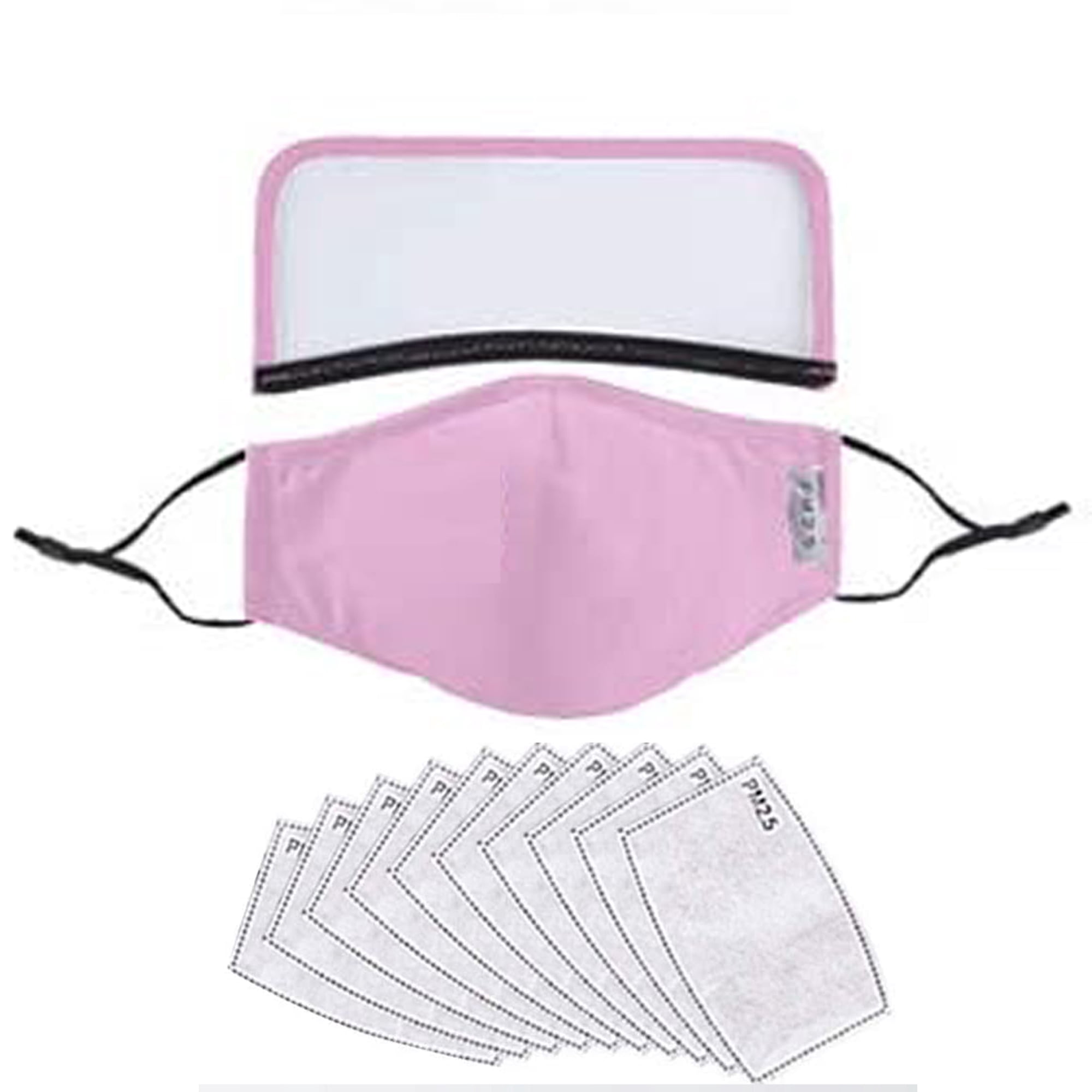 Adult Size Cotton Face Mask Covers with Detachable Face Shield, Wire ...