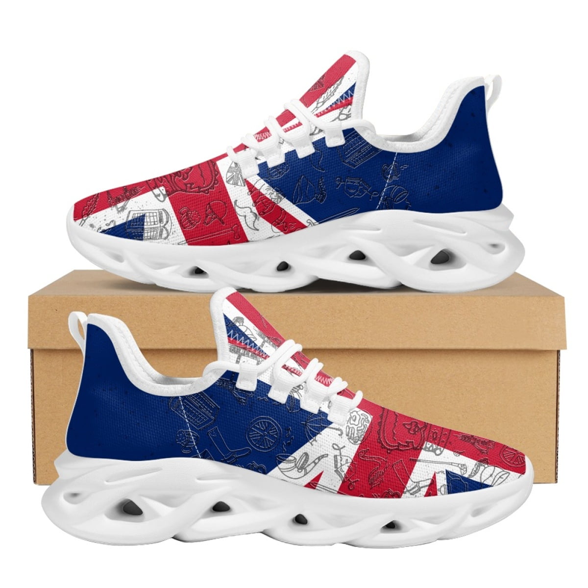Adult Sneakers United Kingdom Flag Design Platform Shoes for Womens ...