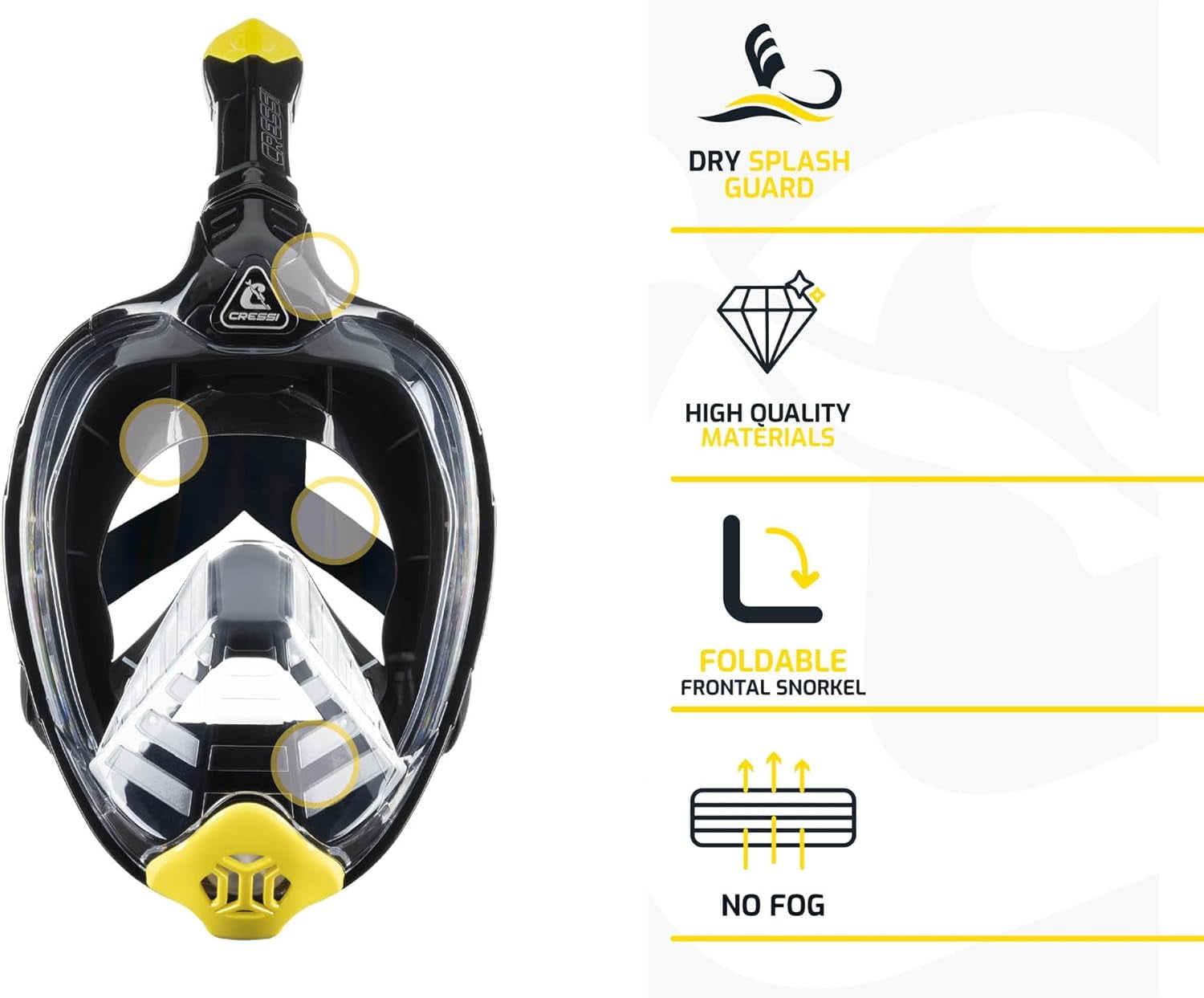 Adult Snorkeling Full Face Mask - Wide Clear View, Anti-Fog System ...