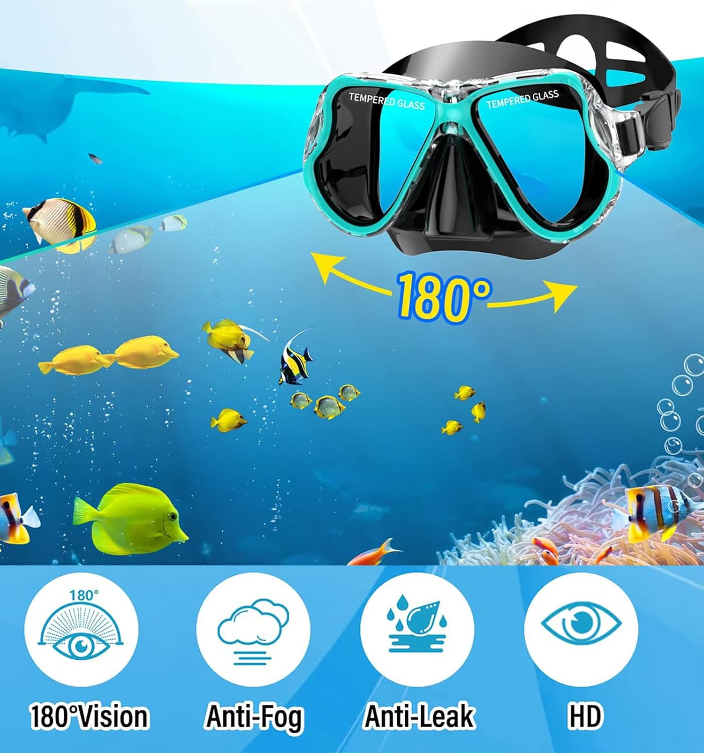 Adult Snorkeling Gear with Fins, Anti-Fog Diving Mask, Full Dry Snorkel ...