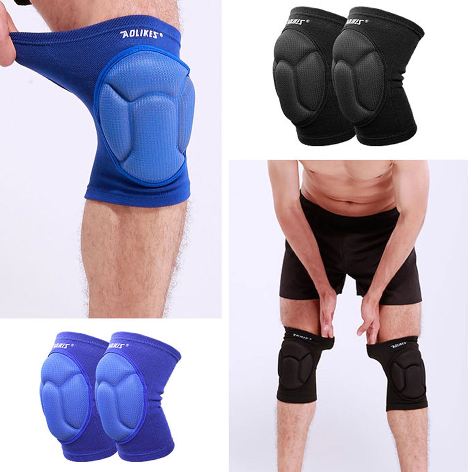 Adult Sponge Knee Pads Protector Gear Volleyball Mountain Bike Skate ...