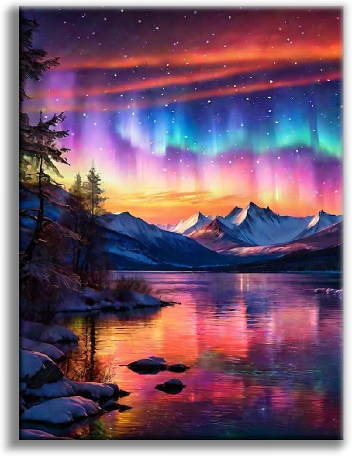 Adult Starry Sky Diamond Art Set, 5D Aurora Lake Diamond Painting Set ...