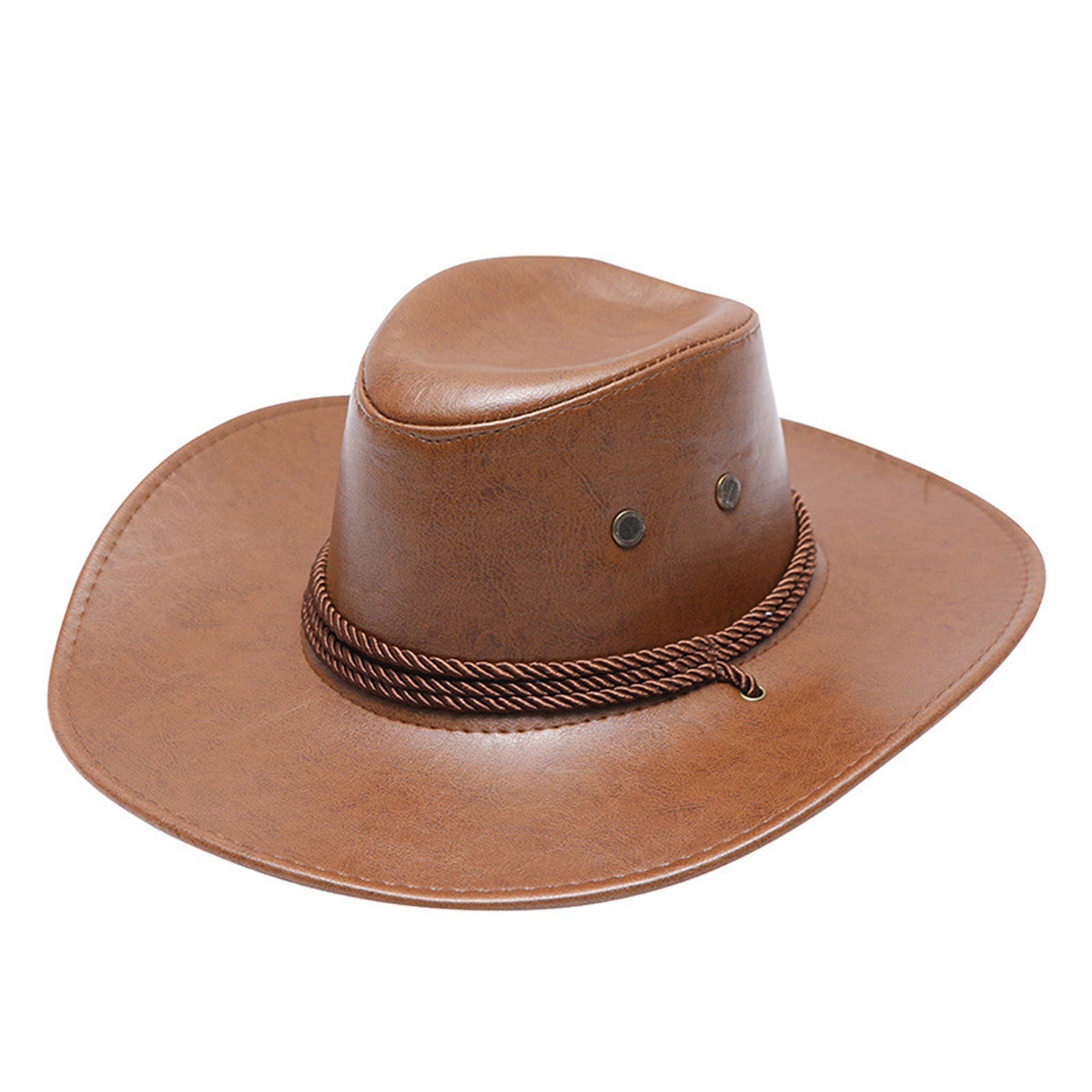 Adult Sun Solid Fashion Western Cowboy Hat Leather Windproof Hat Hat ...