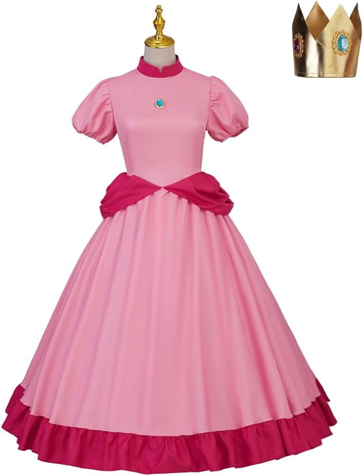 Adult Super Brothers Dress Princess Peach Dress Pink Princess Dress ...