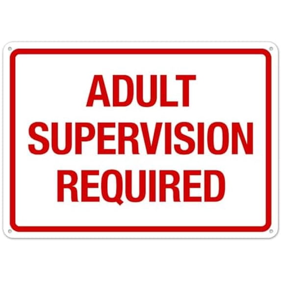 Adult Supervision Required Pool Metal Sign 8 x 12 Inch for Workplace ...