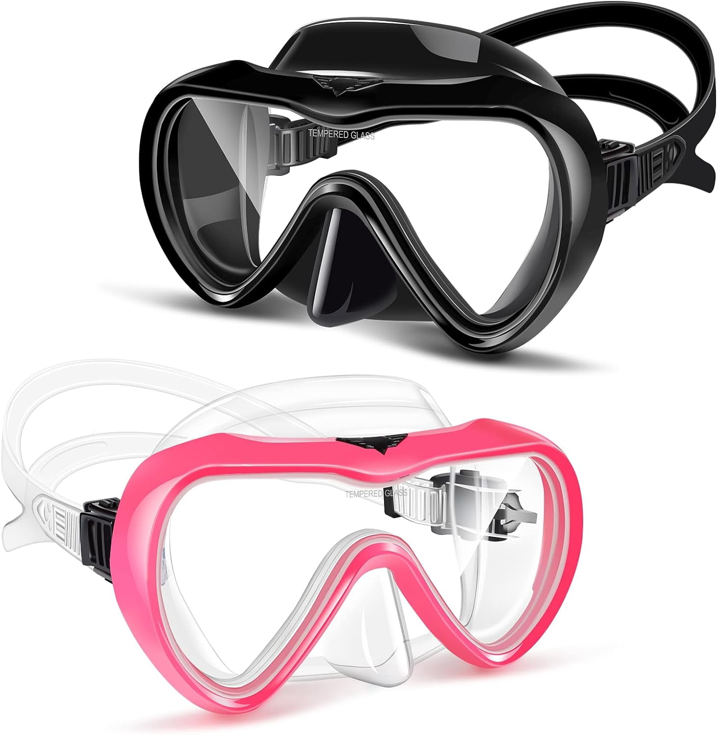 Adult Swim Goggles, 2 Pack Snorkel Diving Mask with Nose Cover ...