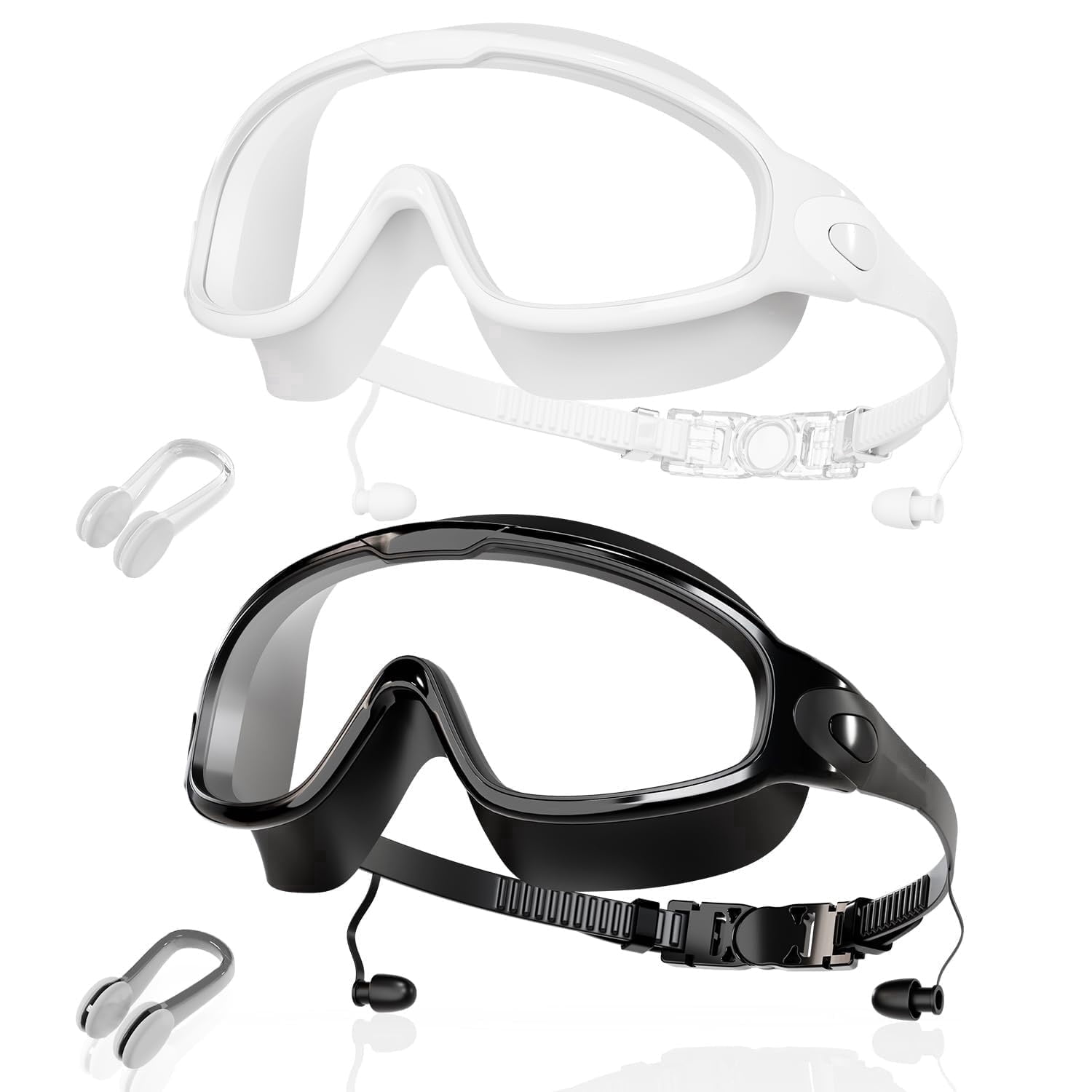 Adult Swim Goggles with Ear Plugs – Wide View, Anti-Fog, UV Protection ...