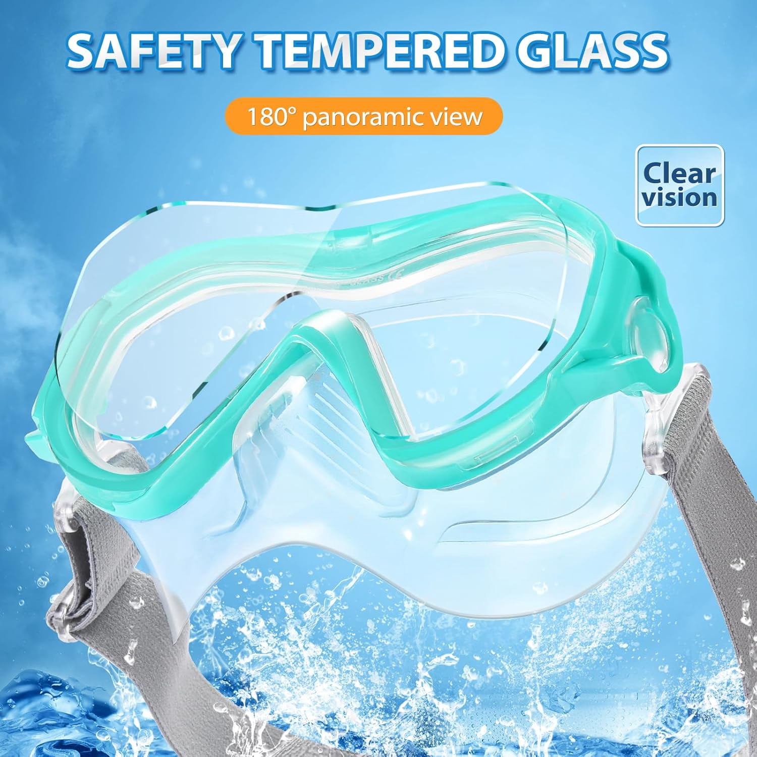 Adult Swim Goggles with Nose Cover, Tempered Glass Snorkeling Gear for ...