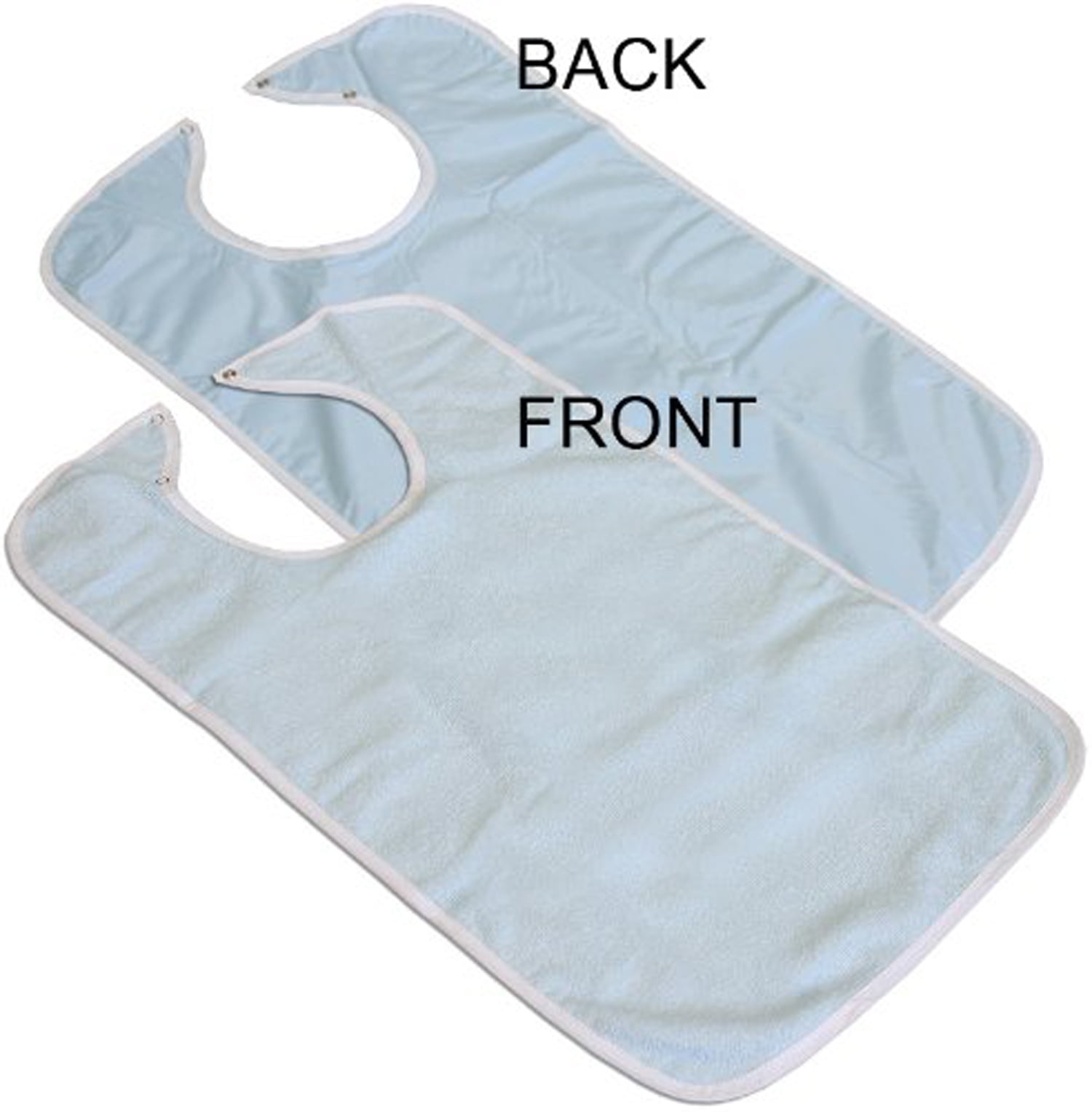 Adult Terry Light blue Bib with Vinyl Barrier Snap Closure (3 Pack ...