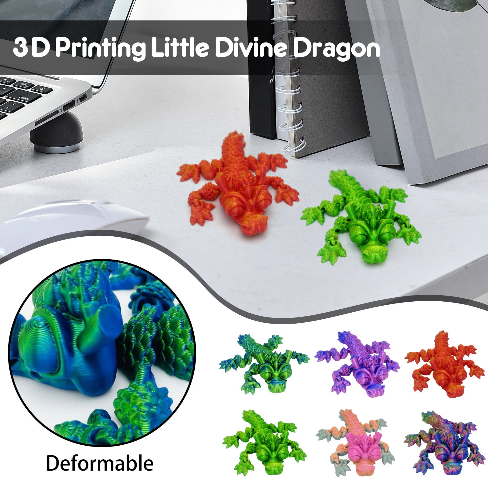 Adult Toys, 3D Printed Articulated Dragon, Home Decoration Executive ...