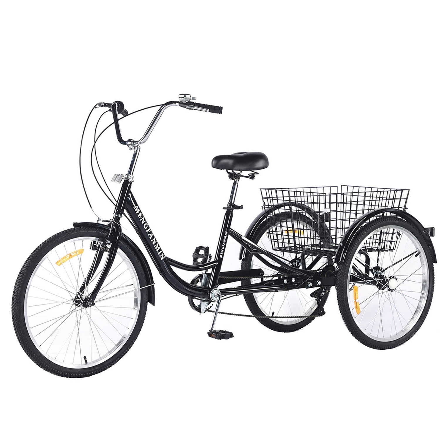 MENGFANMIN Adult Tricycle 7 Speed, 24 Inch 3 Wheel Bikes Extended Rear ...