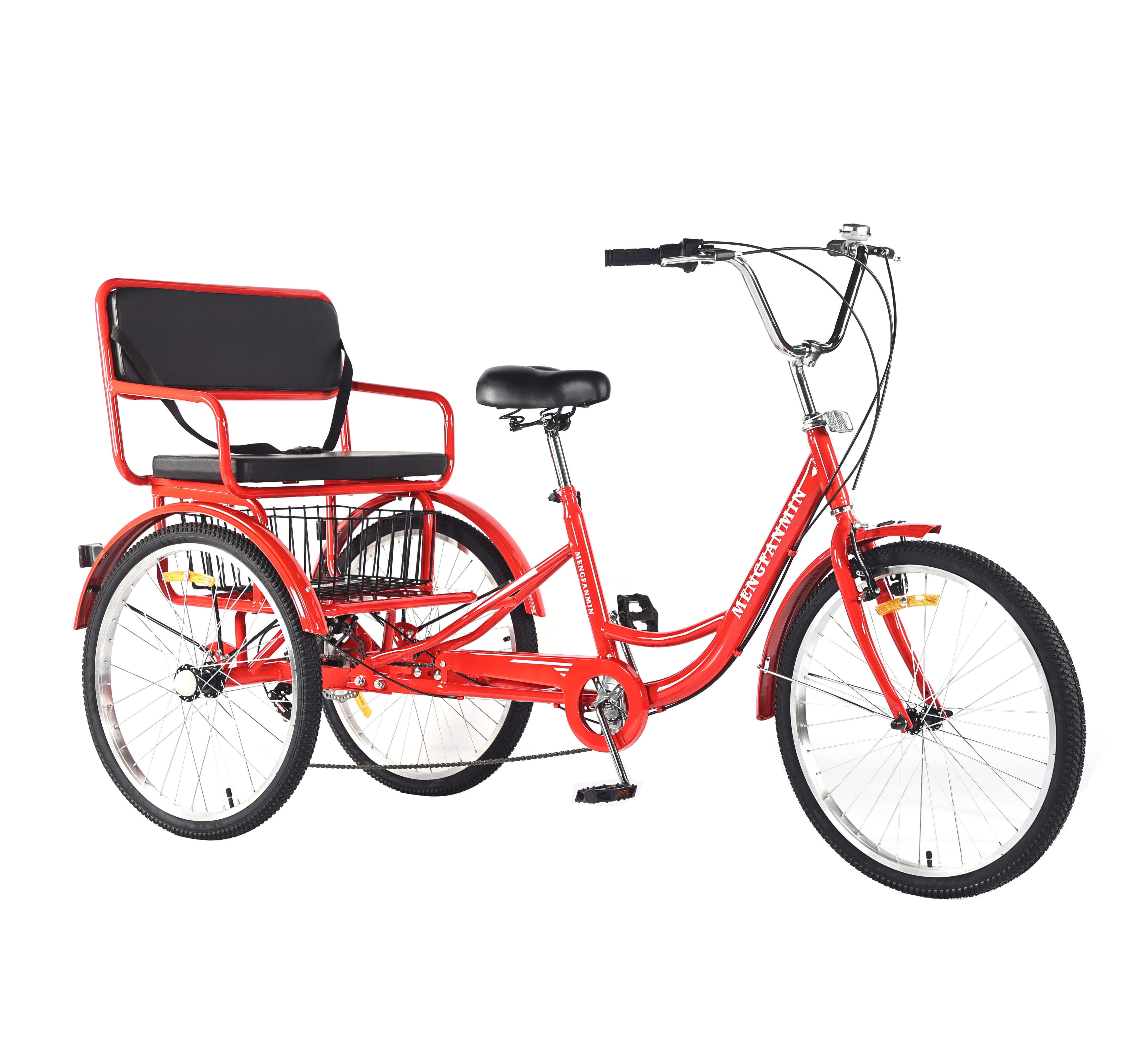 Adult Tricycle 7 Speed, 24 Inch 3 Wheel Bikes Extended Rear wheelbase ...