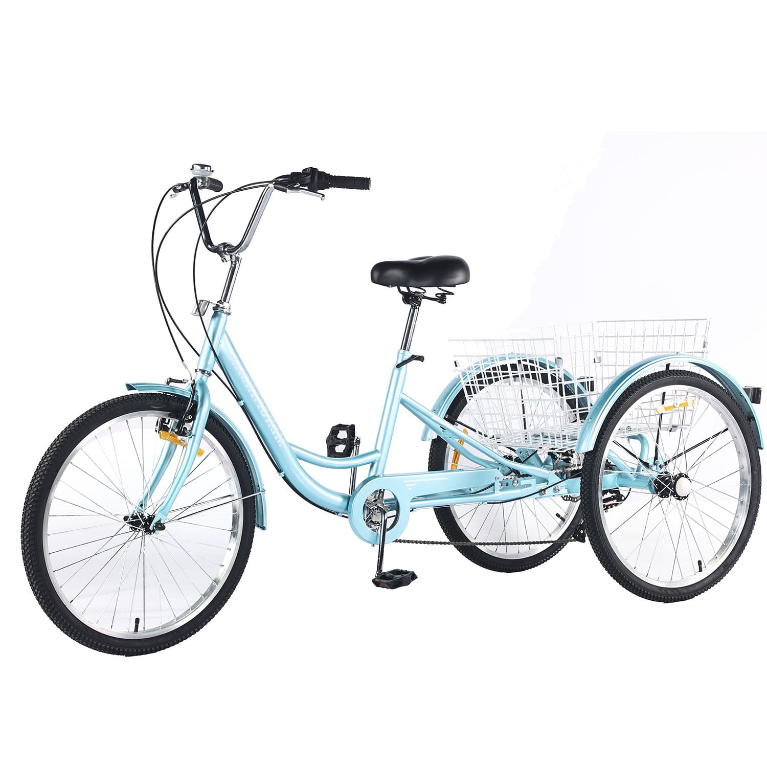 Adult Tricycle 7 Speed, 24 Inch 3 Wheel Bikes Extended Rear wheelbase ...