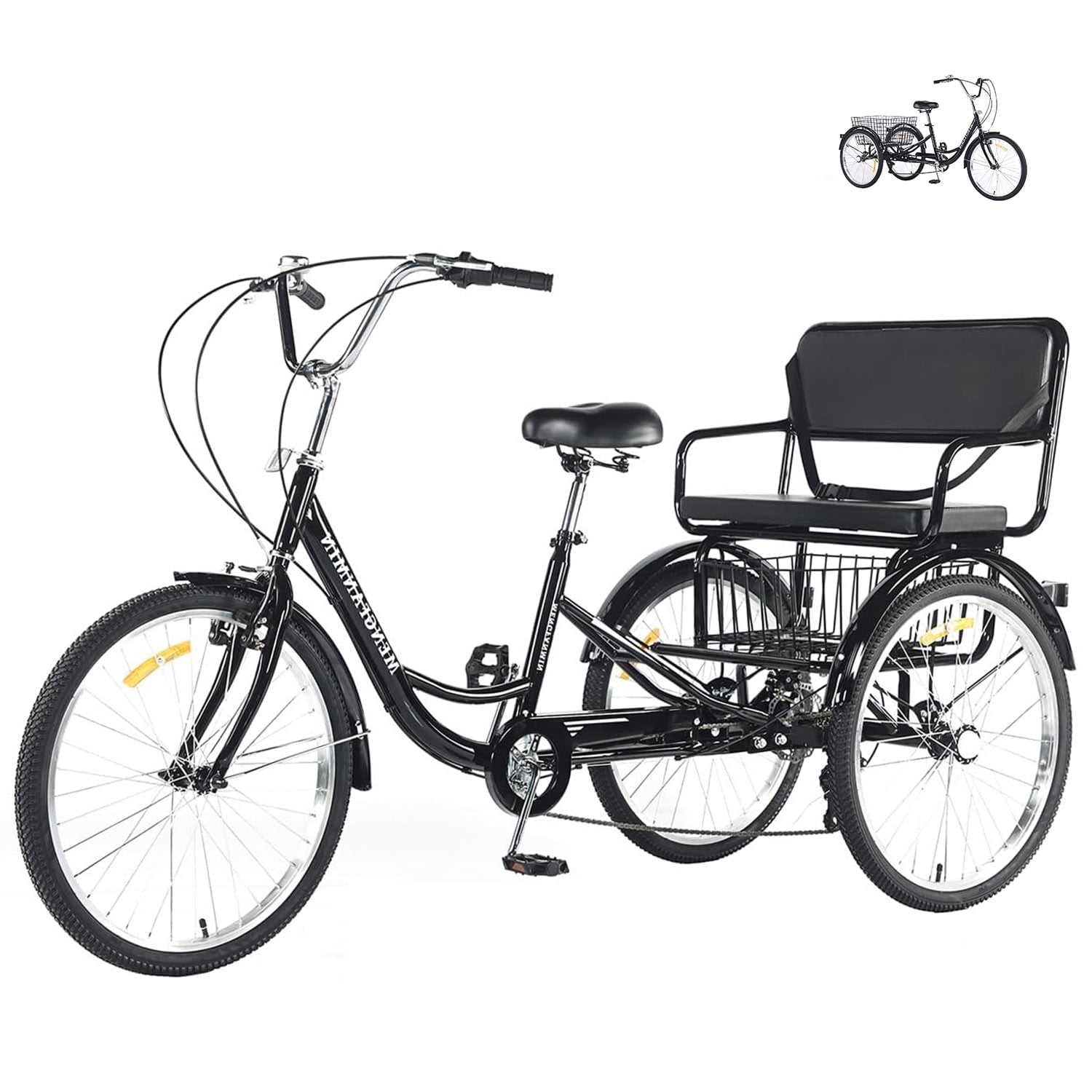 Adult Tricycle 7 Speed,3 Wheel 24 inch Bikes Extended Rear Wheelbase ...