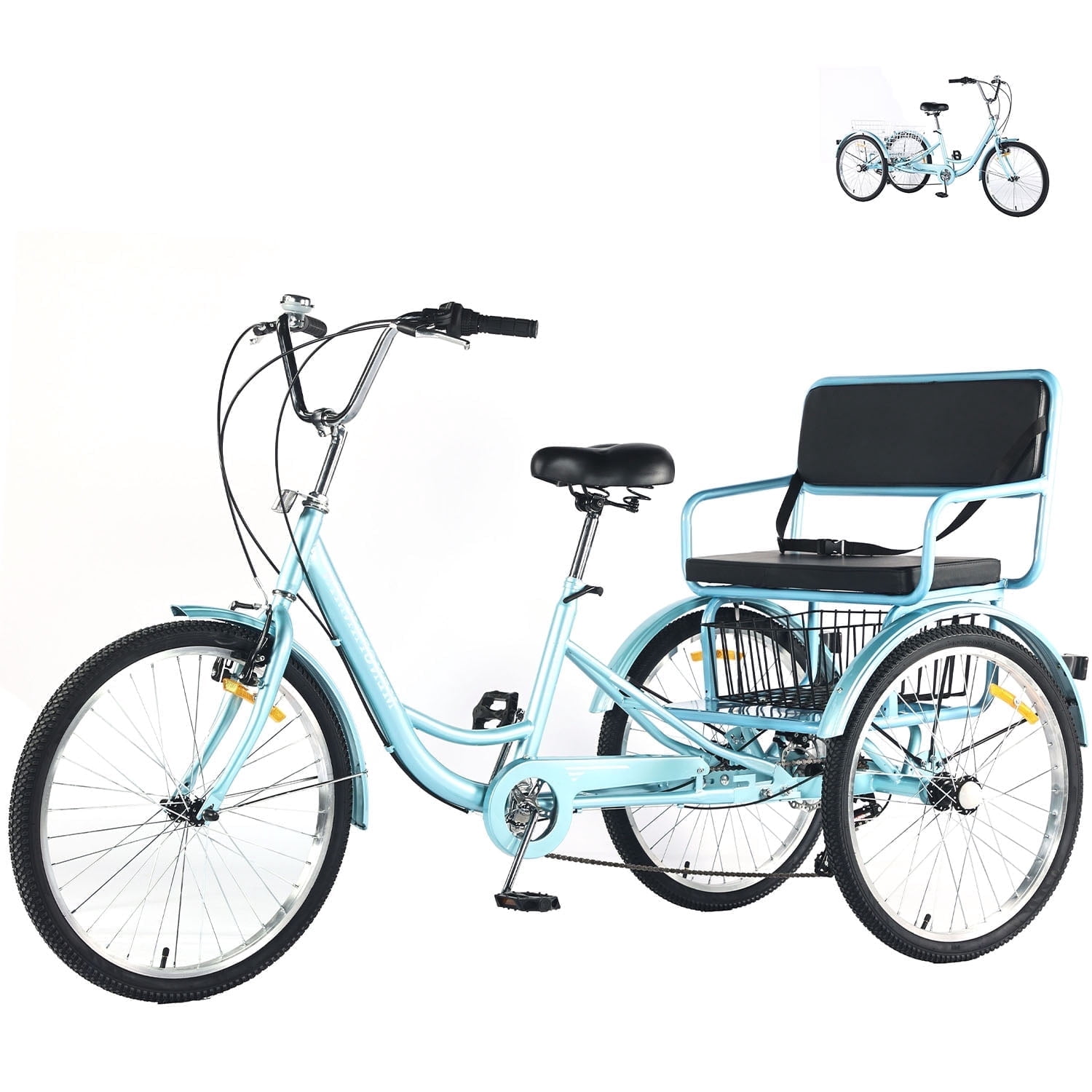 Adult Tricycle 7 Speed,3 Wheel 24 inch Bikes Extended Rear Wheelbase ...