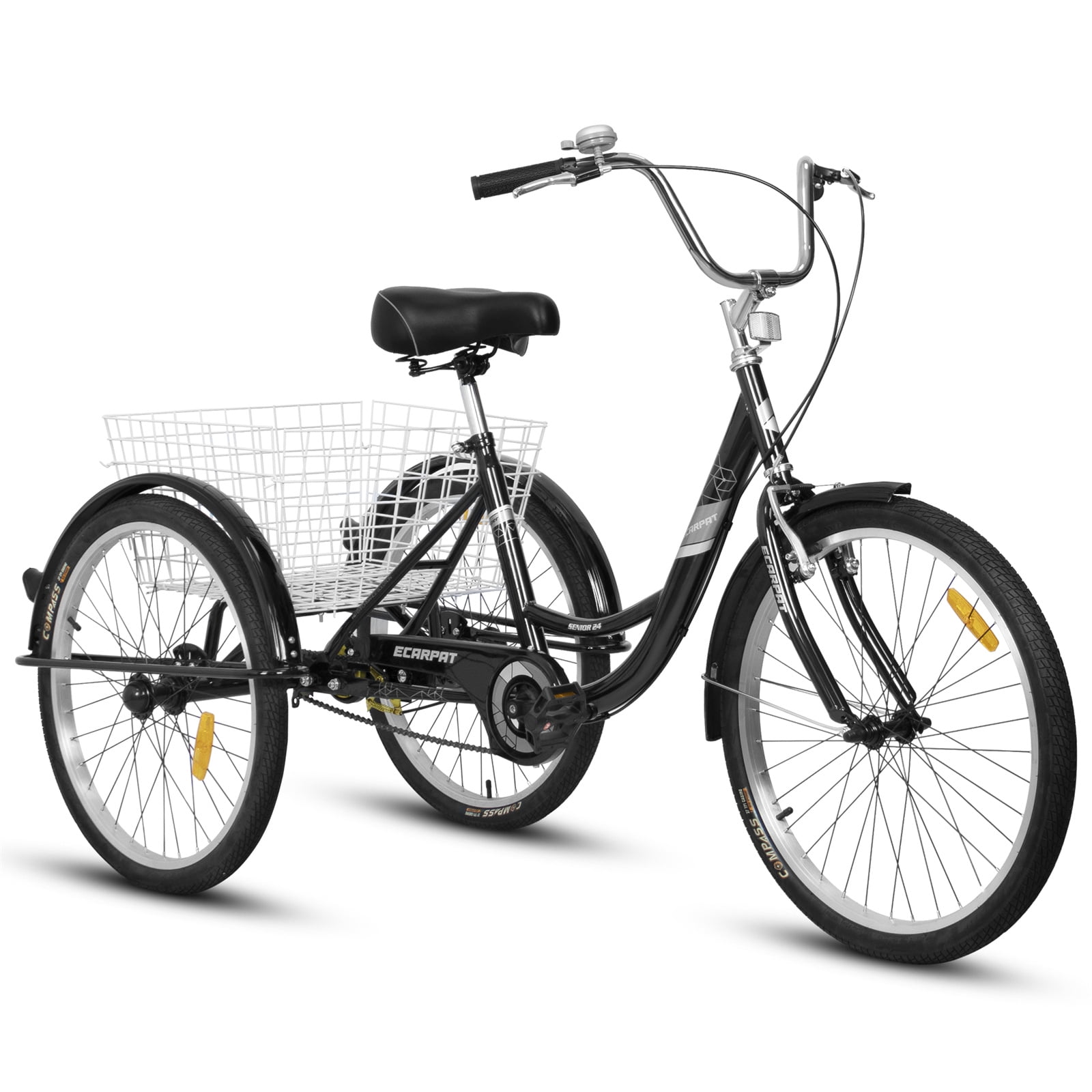 Adult Tricycles, Height Adjustable Adult Trikes 24 inch 3 Wheel Bikes ...
