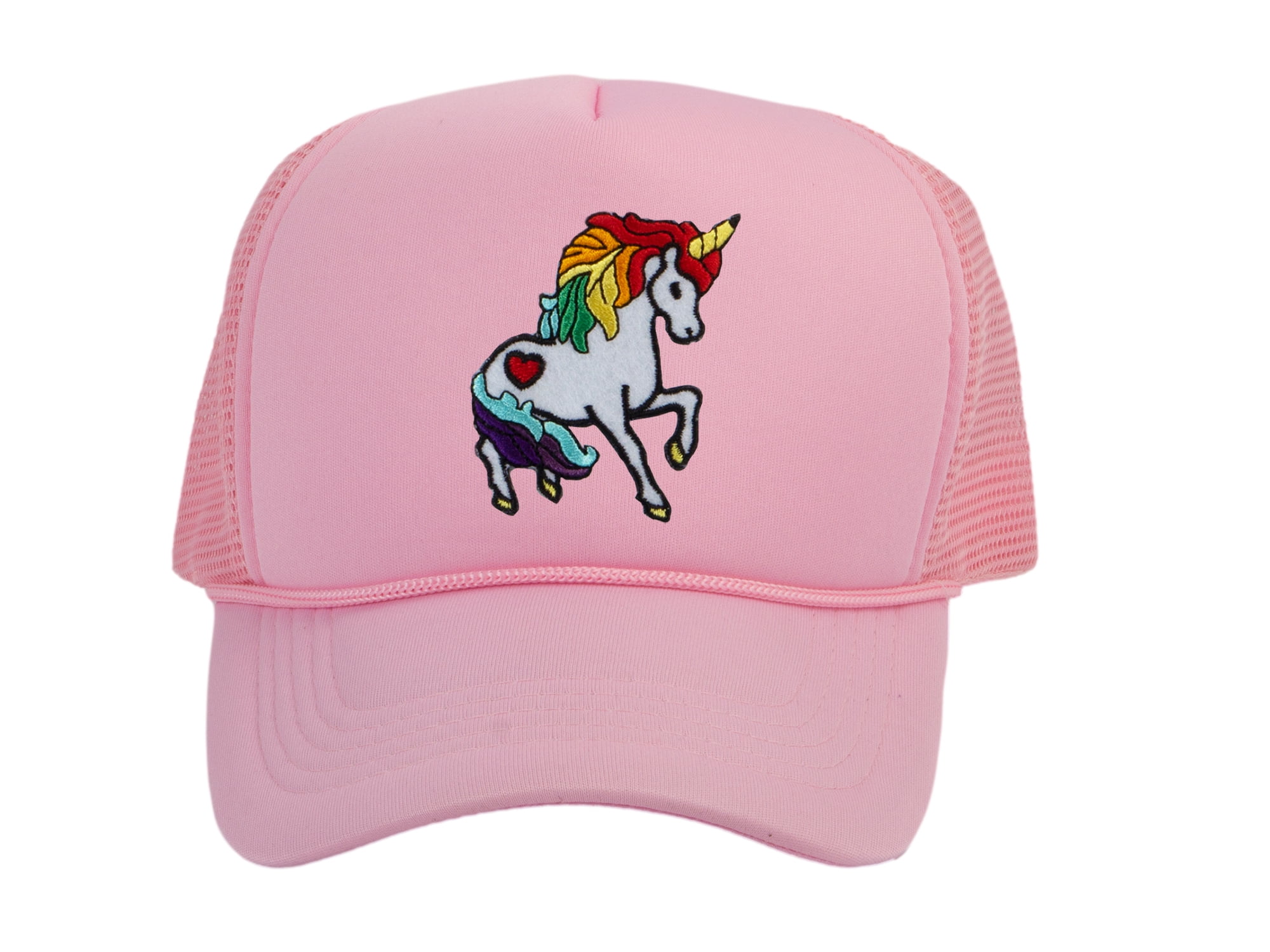 Adult Unicorn Rainbow Mesh Cap Snapback Trucker Hat, Light Pink ...
