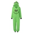 Adult Unisex Green Fleece Onesie Pajamas With Fun Character Hood Cozy And Comfortable Sleepwear