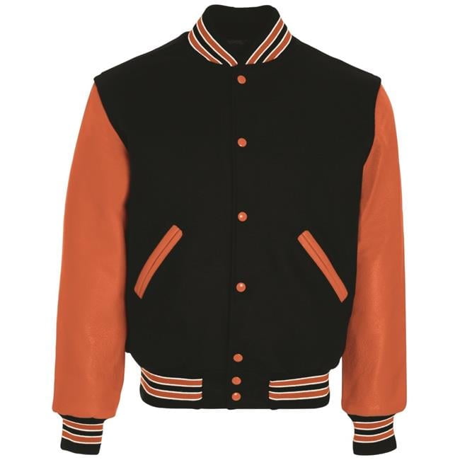 Adult Varsity Jacket, Black & Burnt Orange - Medium - Walmart.com