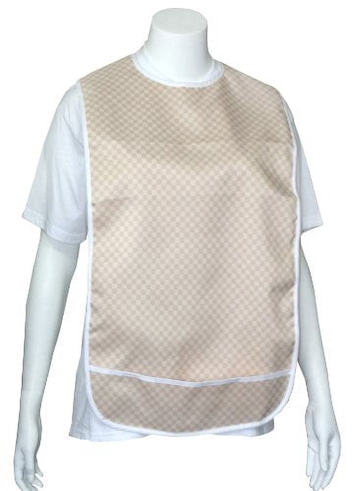Adult Vinyl Adult Bibs with Crumb Catcher - Premium Bib (Beige and ...