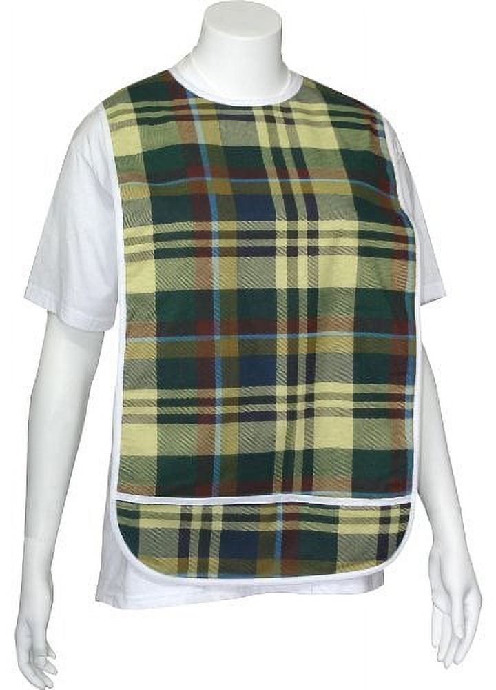 Adult Vinyl Bib With Crumb Catcher Premium Size 18x36 Velcro Closure Cotton Cloth Scottish