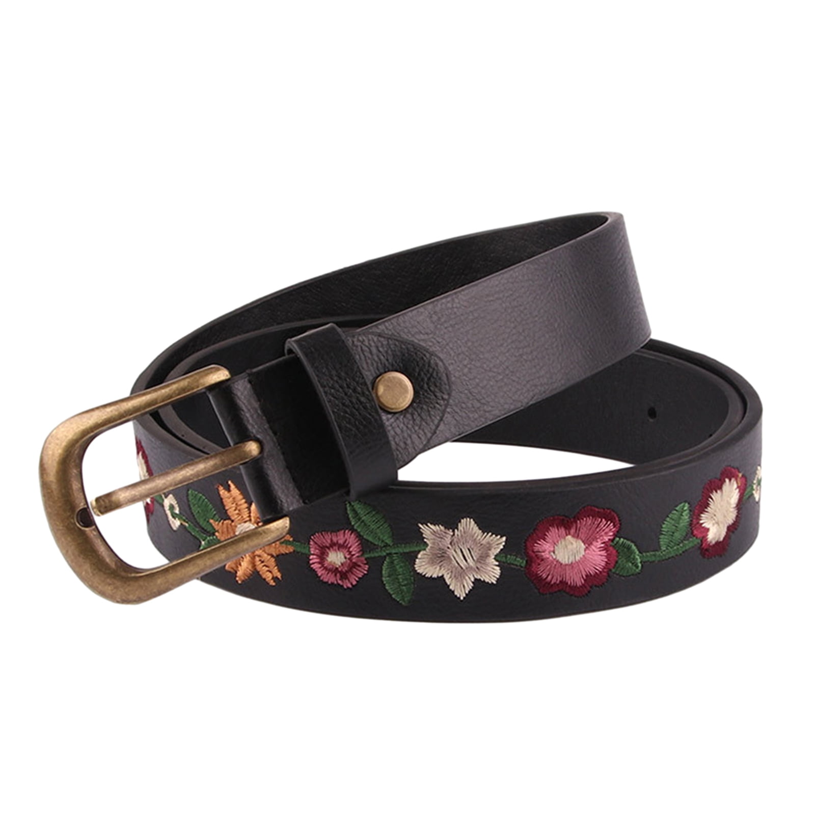 Adult Waist Belt with Embroidery Flower Luxurious Chinese PU Waist Belt ...