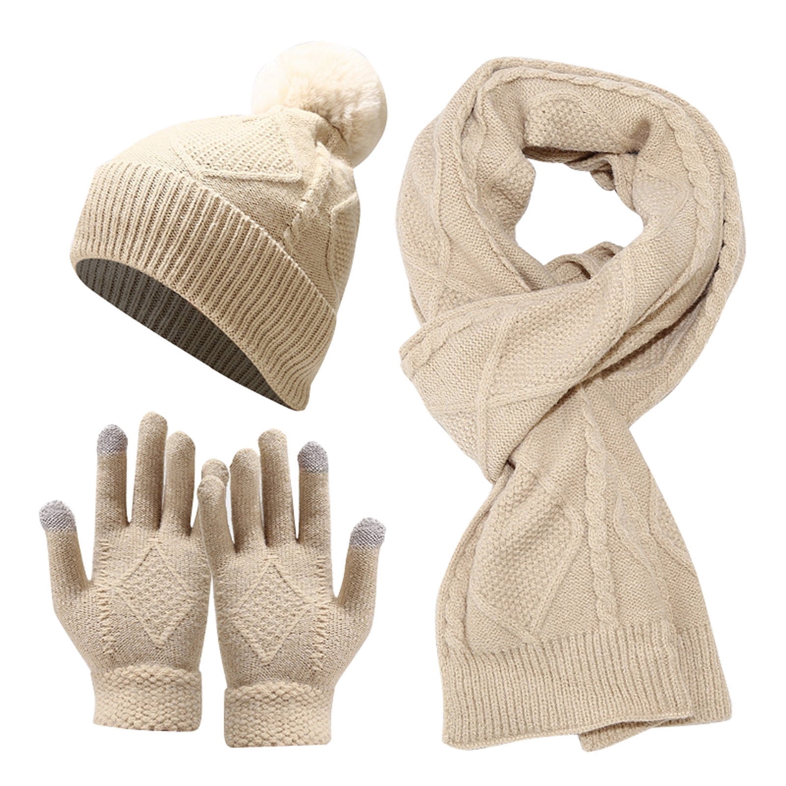 Adult Warm Windproof Knitted Baseball Caps Set for Winter Cycling ...
