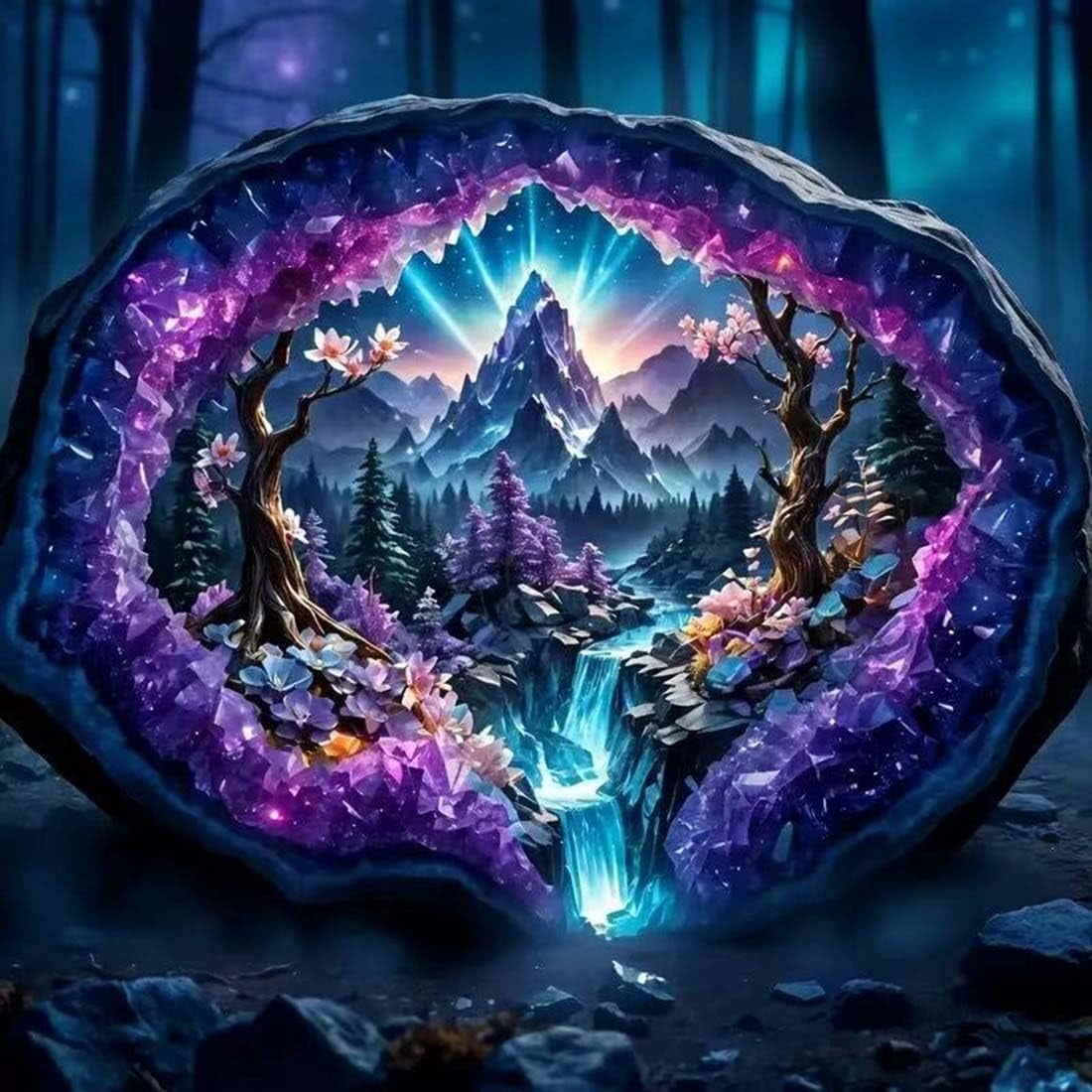 Adult Waterfall Diamond Painting Set, Crystal Forest Scenery 5D Diamond ...