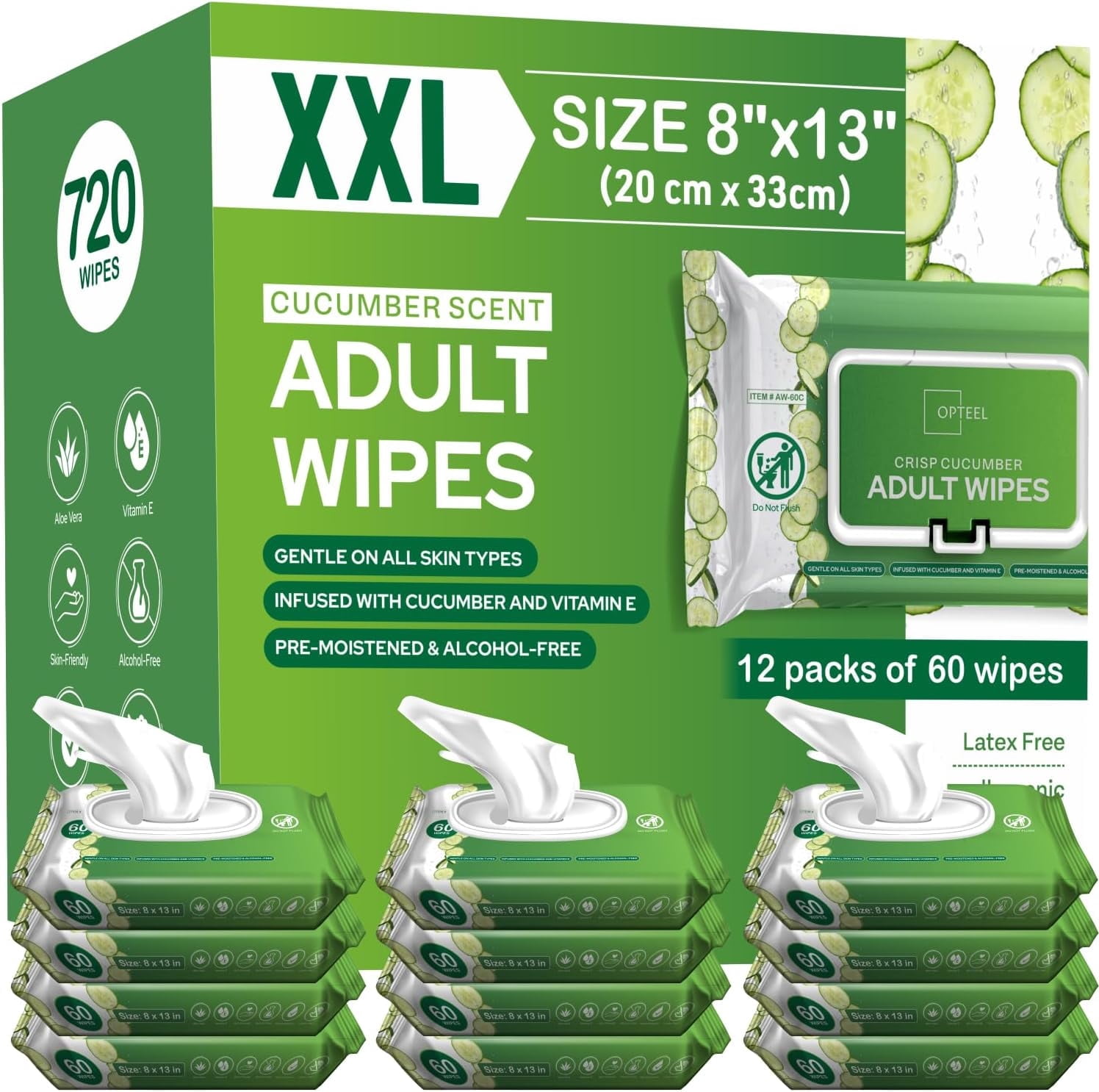 Adult Wipes Extra Large Scented - Skin-Friendly Incontinence Wet Wipes ...