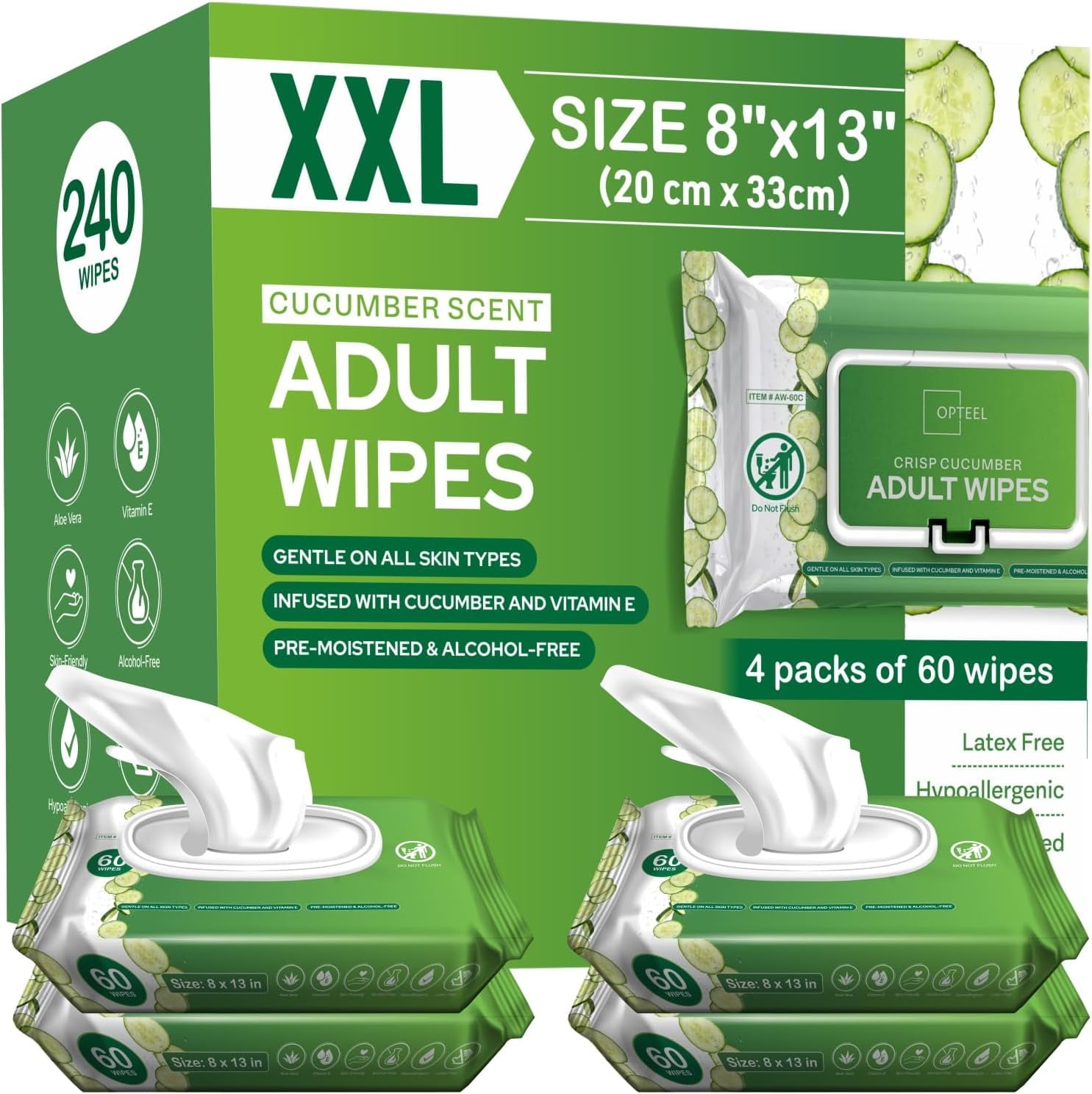Adult Wipes Extra Large Scented - Skin-Friendly Incontinence Wet Wipes ...