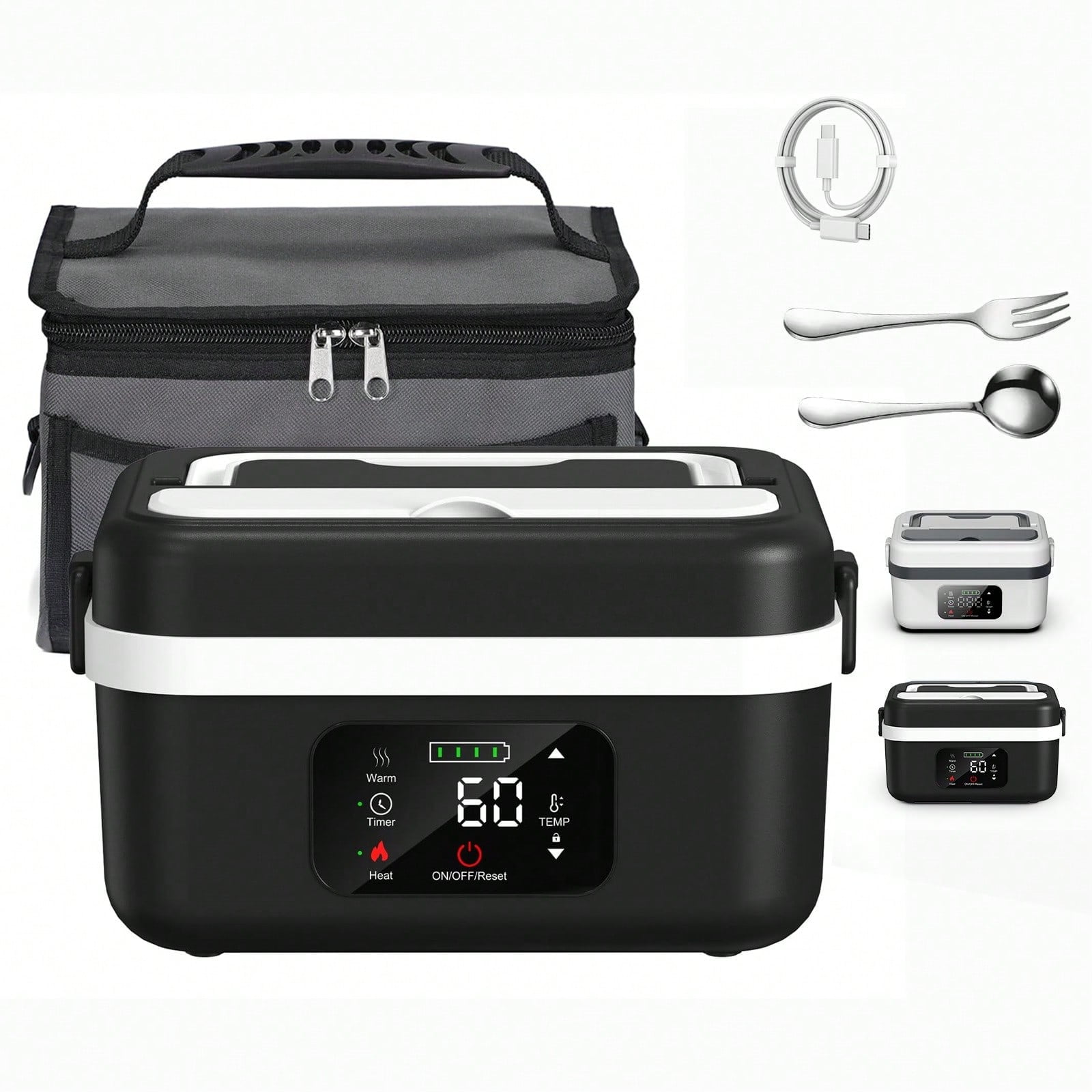 Adult Wireless Electric Heating Lunch Box, 8000mAh Rechargeable Timer ...