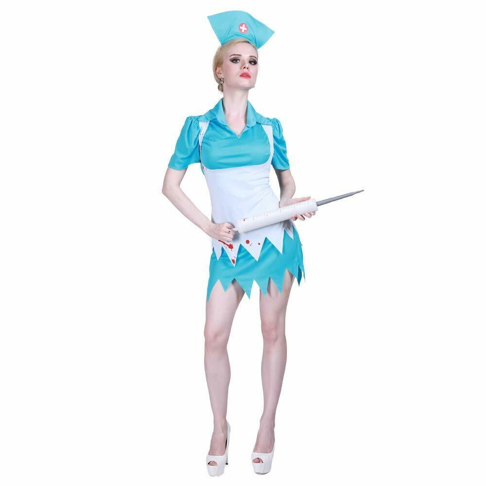 Adult Women Halloween Zombie Nurse Costume Dead Bloody Party Cosplay ...