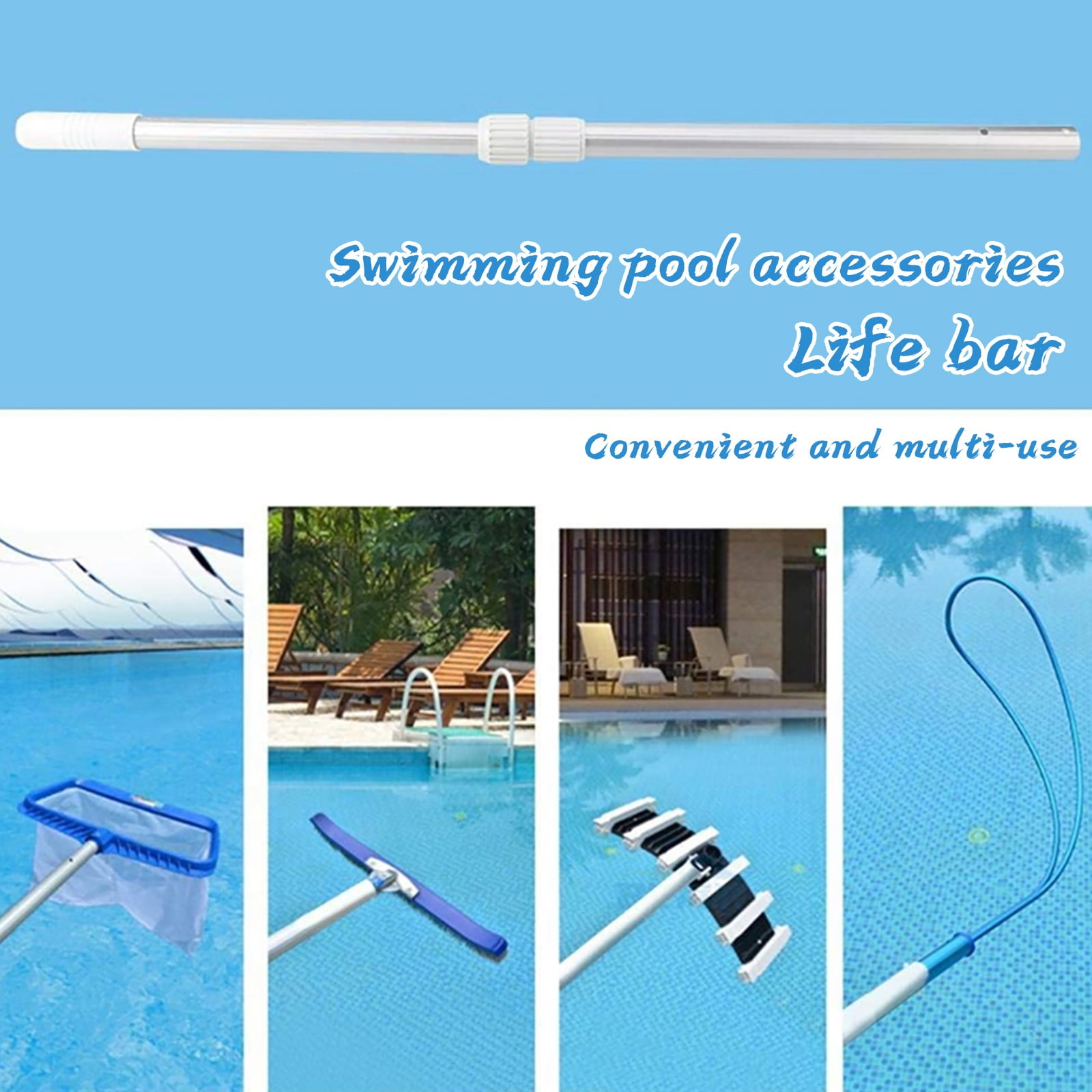 Adult Women Men Telescopic Rod for Pool Clean Universal Pole Fits Pools ...